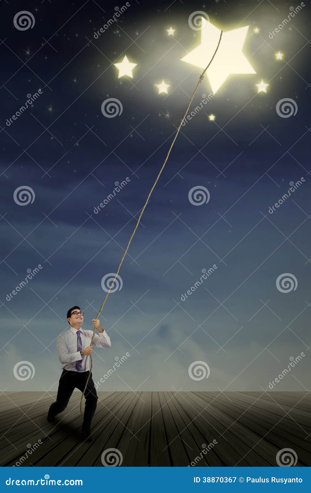 Businessman pulling stars stock image. Image of concept - 38870367