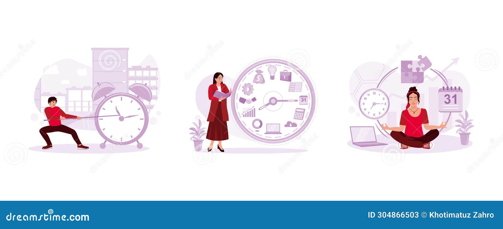 The Businessman Pulls the Clock Hands Tightly. Time Management Scheme ...