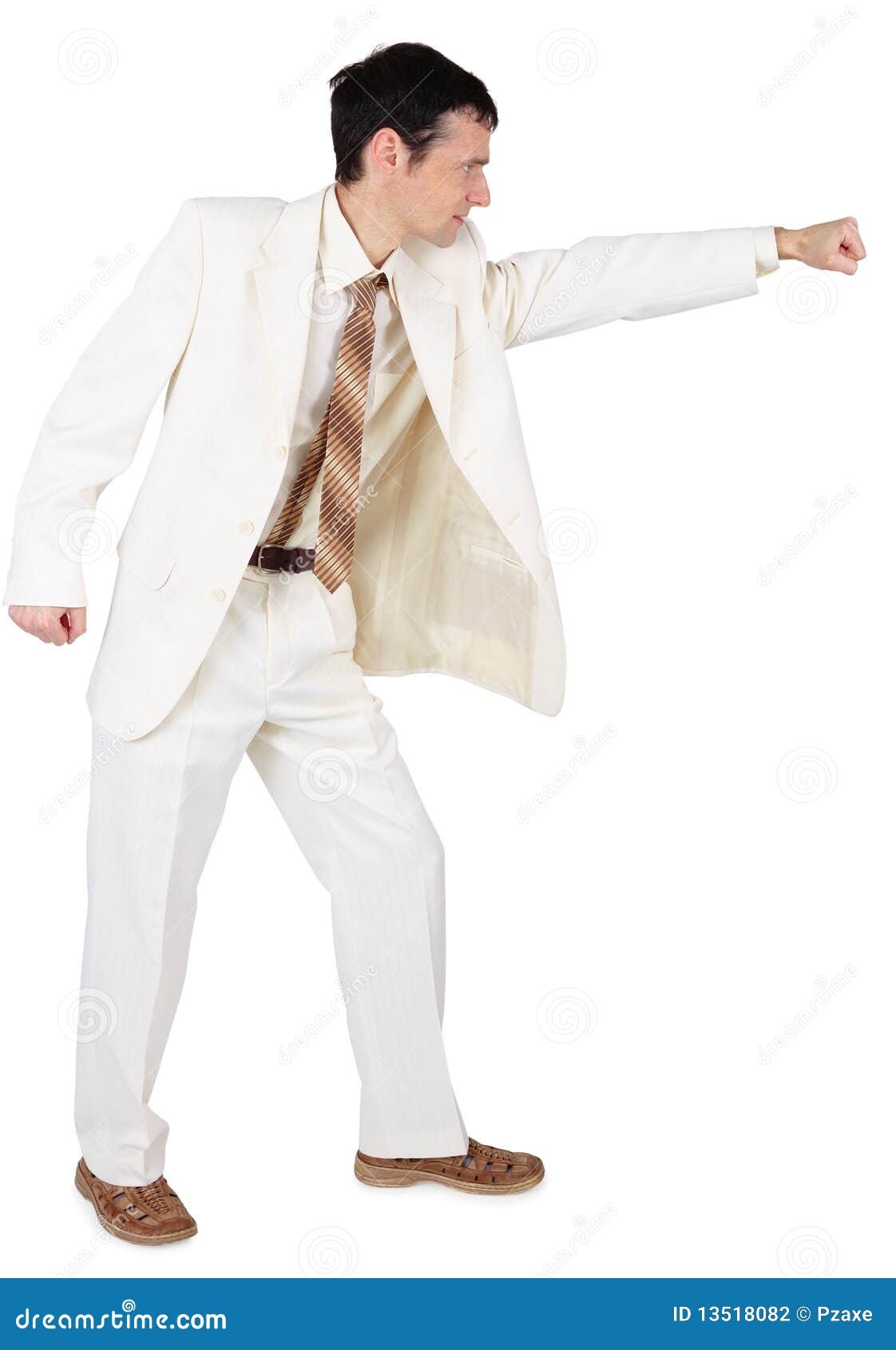 Businessman Punching, Isolated on White Background Stock Photo - Image ...