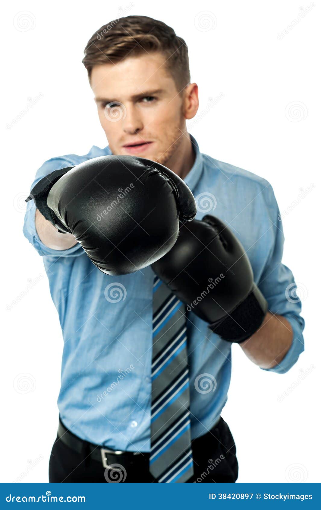 Businessman in Punching Posture Stock Image - Image of physical ...