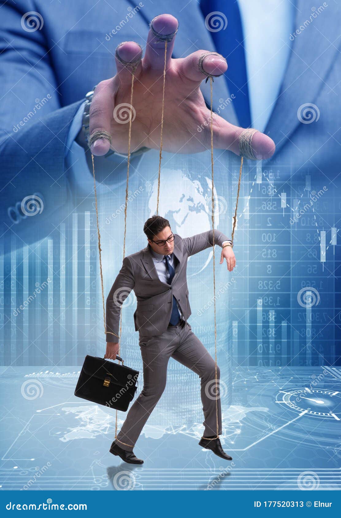 Businessman Puppet Being Manipulated by Boss Stock Image - Image of ...