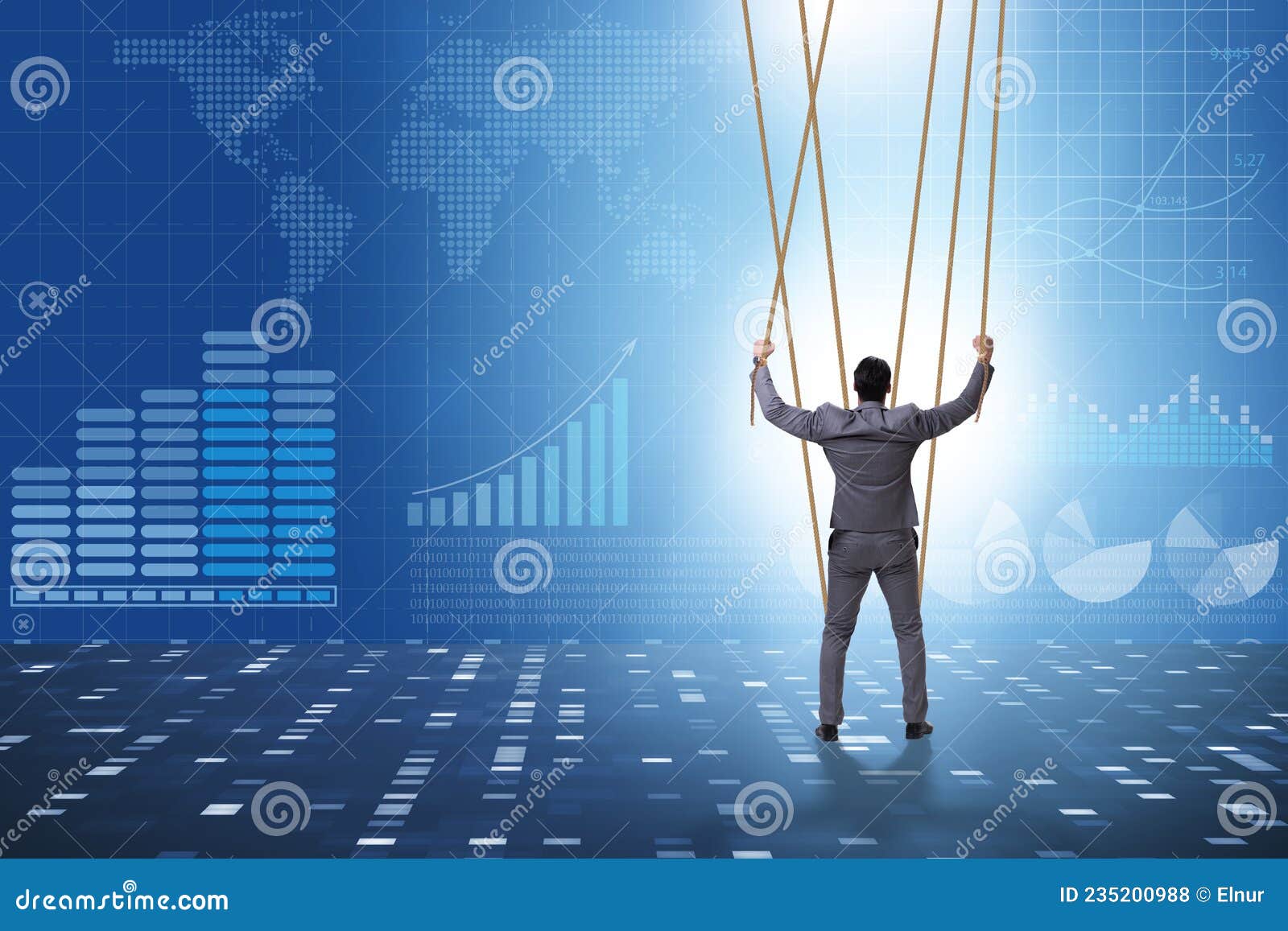Businessman Puppet Being Manipulated by Ropes Stock Photo - Image of ...