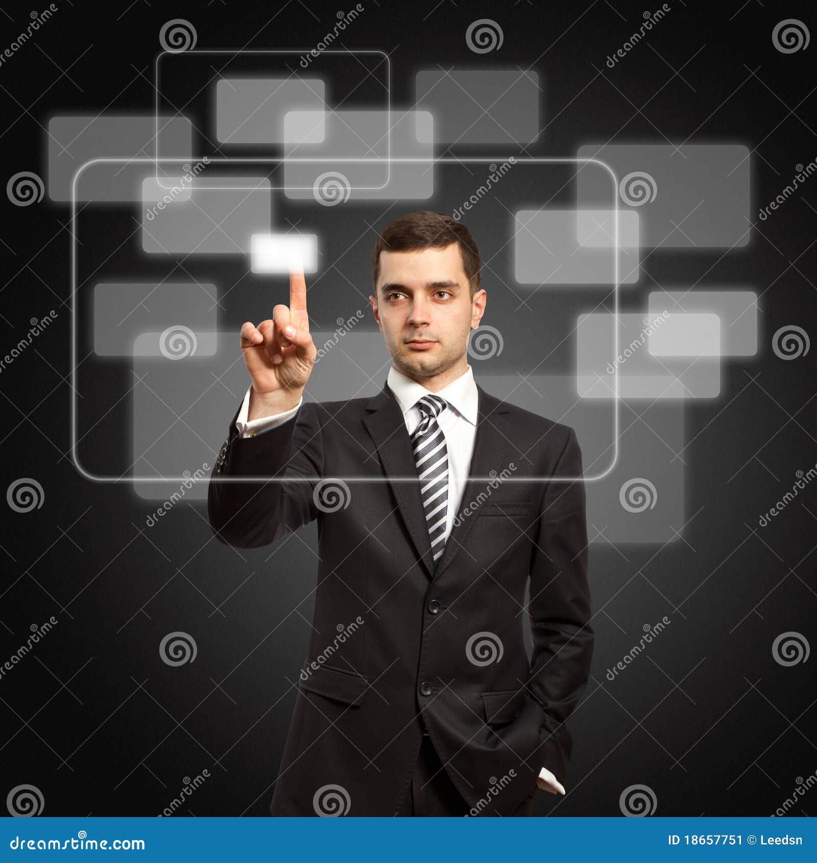 Businessman Push the Button Stock Image - Image of keyboard, male: 18657751
