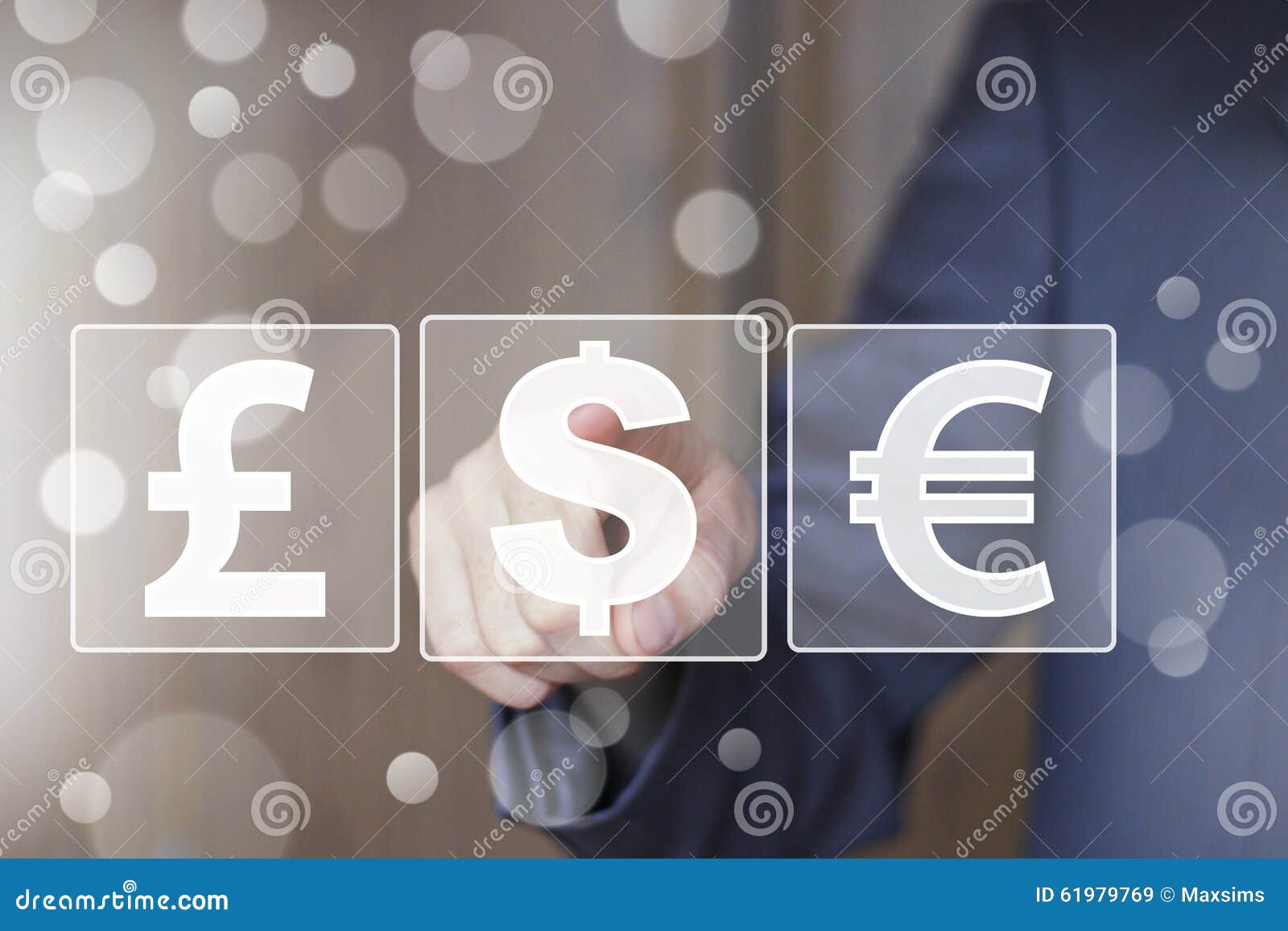 Businessman Push Button Icon with Dollar Currency Web Stock Image ...