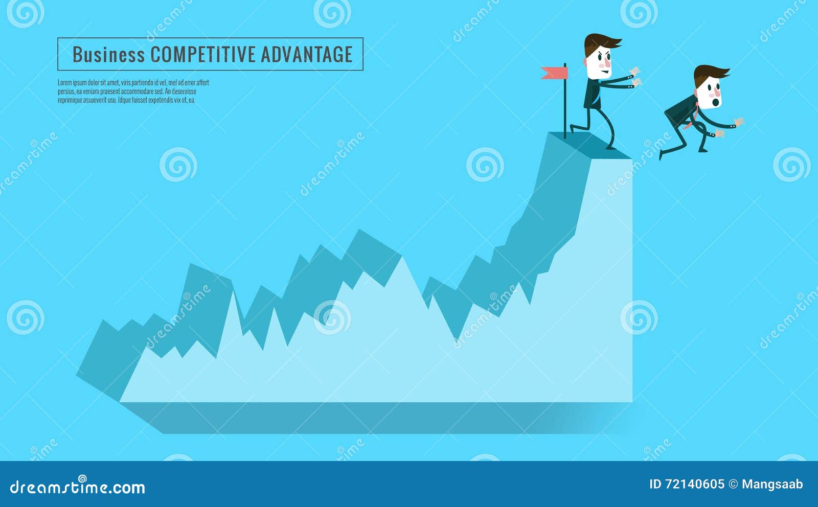 Businessman Push Competitor Down from Top Graph. Stock Vector ...
