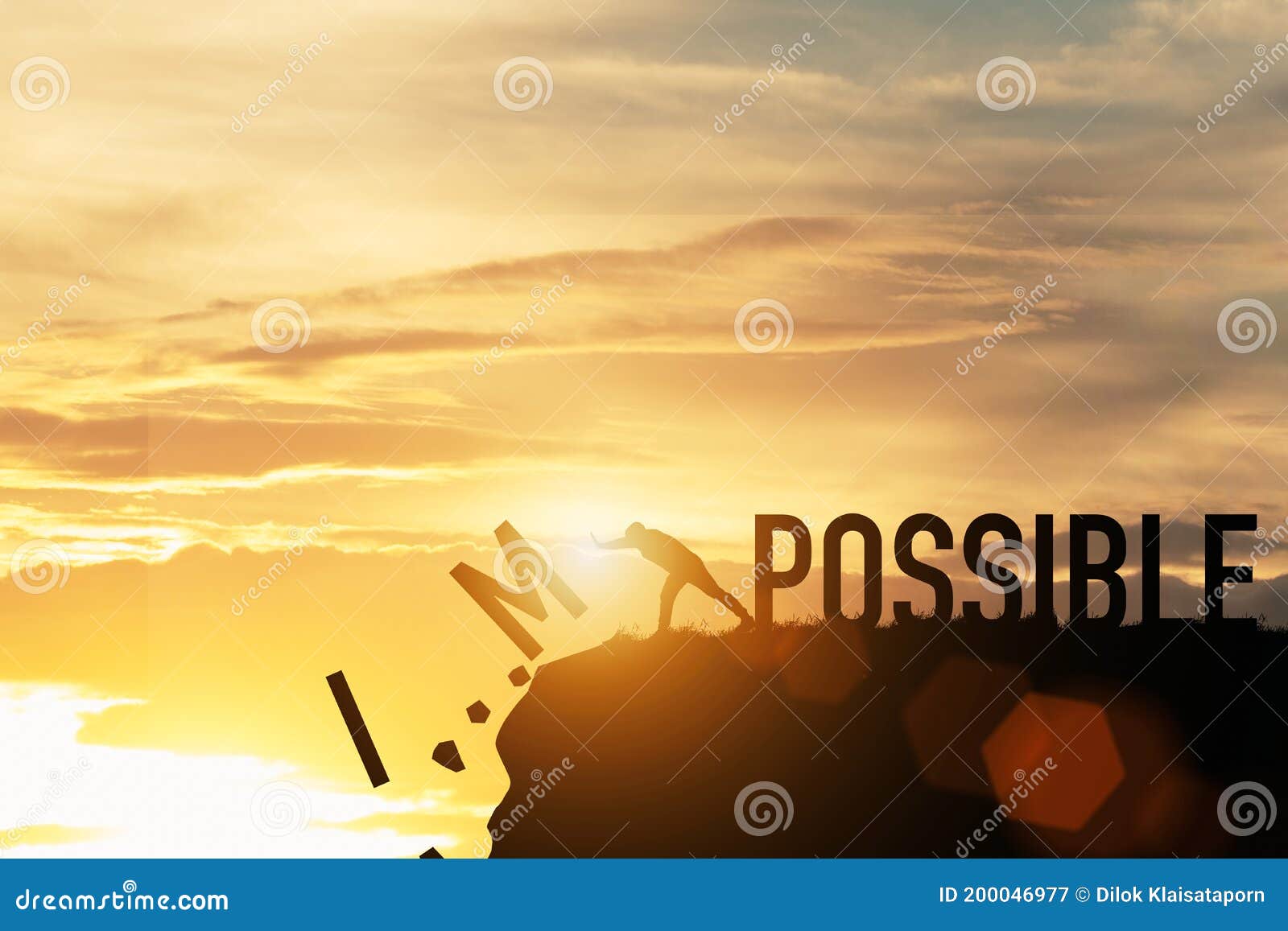 Businessman Push Impossible Wording To Possible Wording on Top of ...