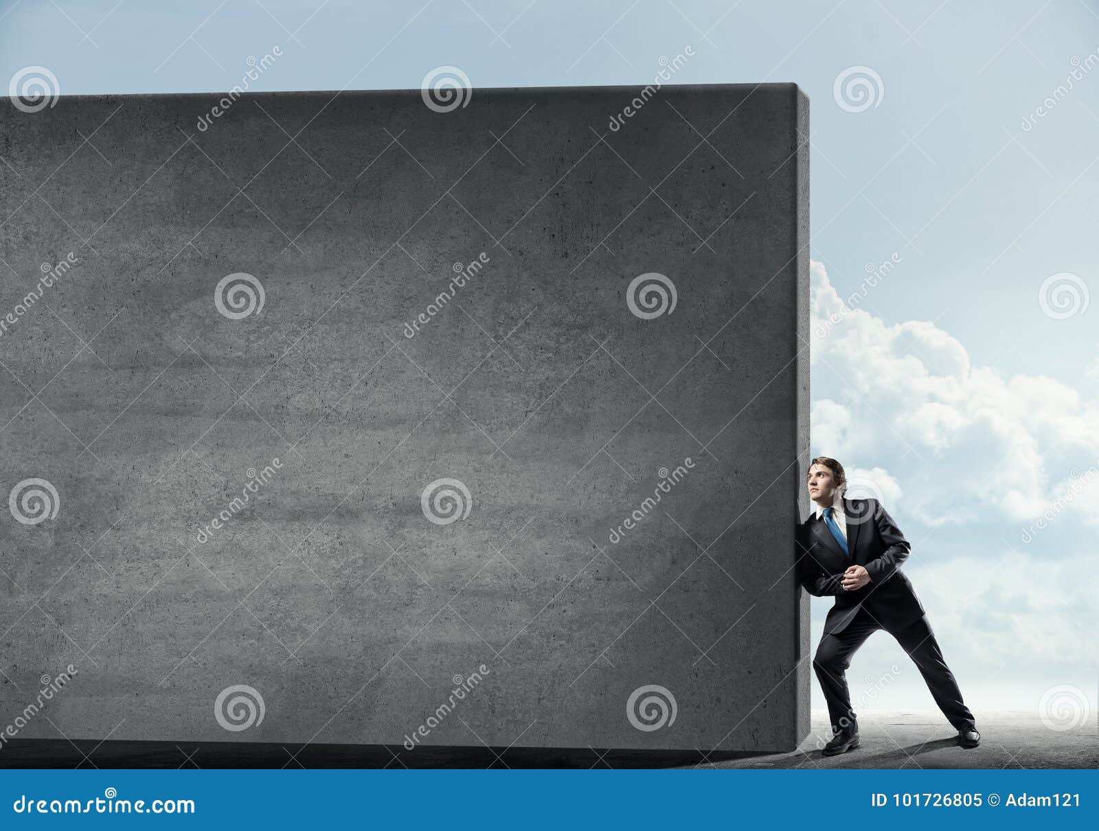 Businessman push wall stock image. Image of businessman - 101726805