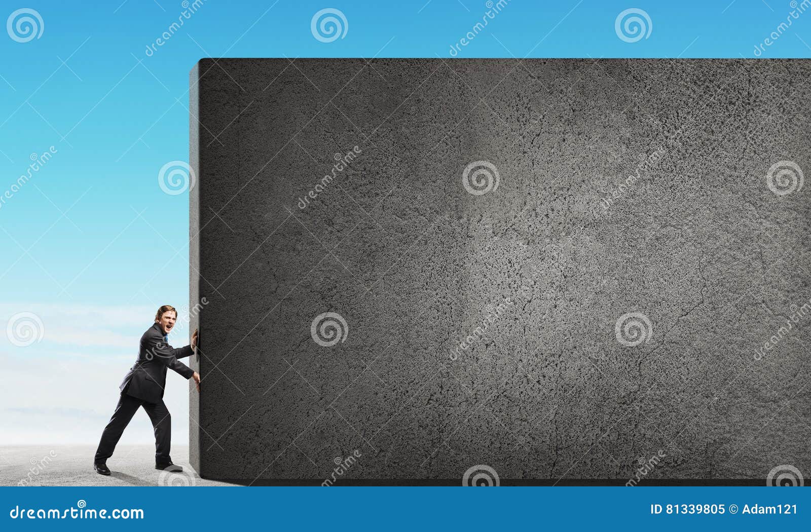 Businessman push wall stock image. Image of business - 81339805
