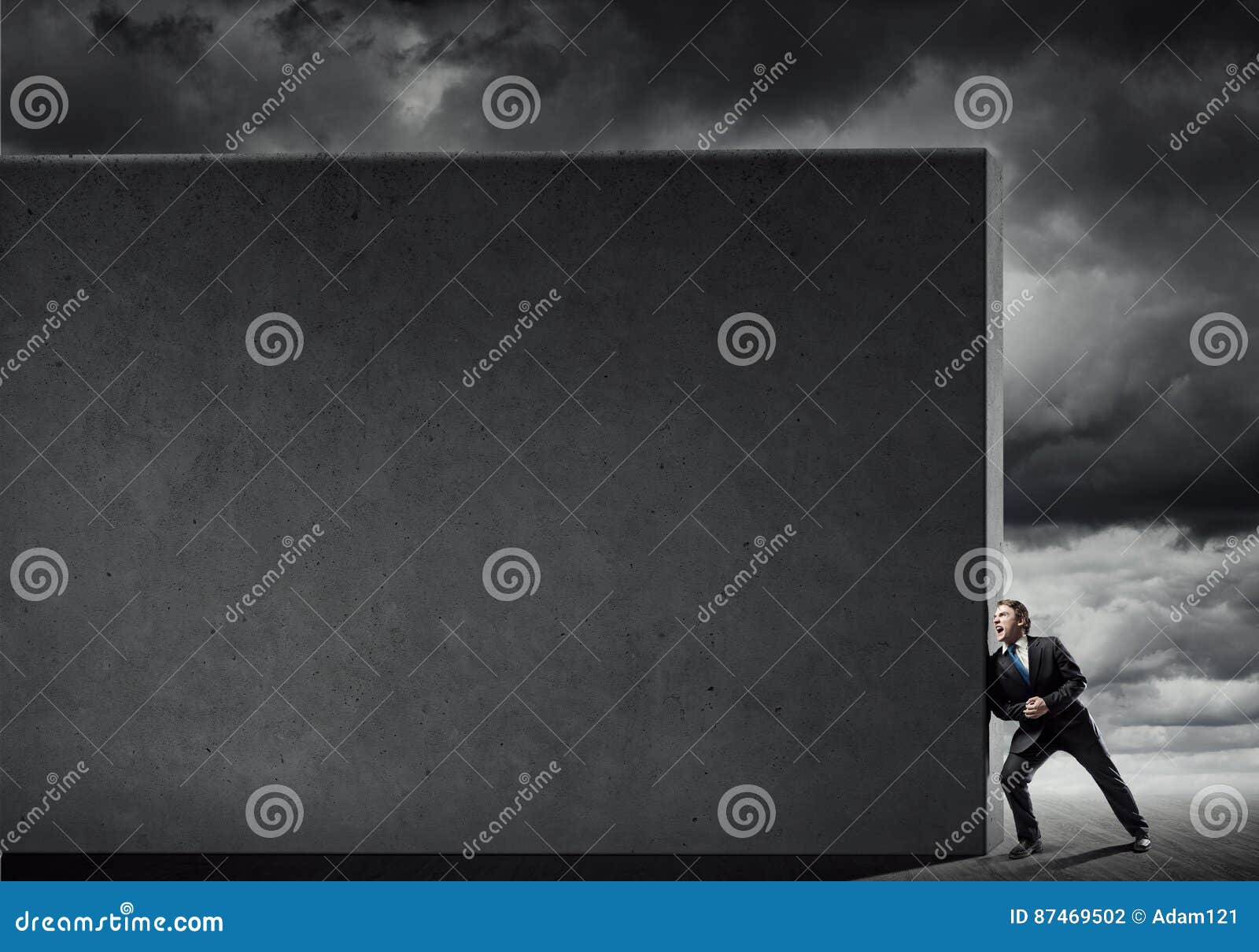 Businessman push wall stock photo. Image of pressure - 87469502
