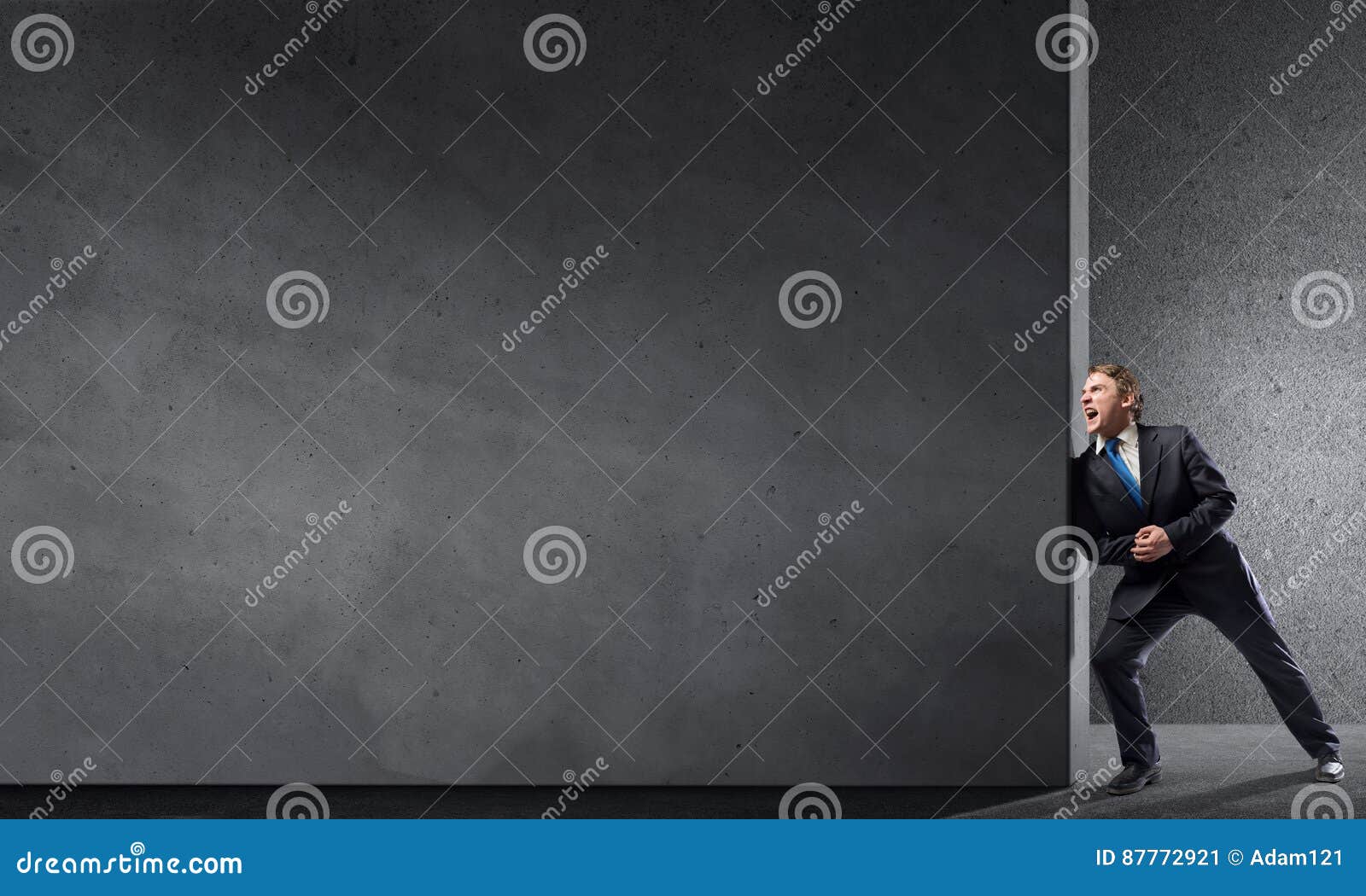 Businessman push wall stock image. Image of male, executive - 87772921