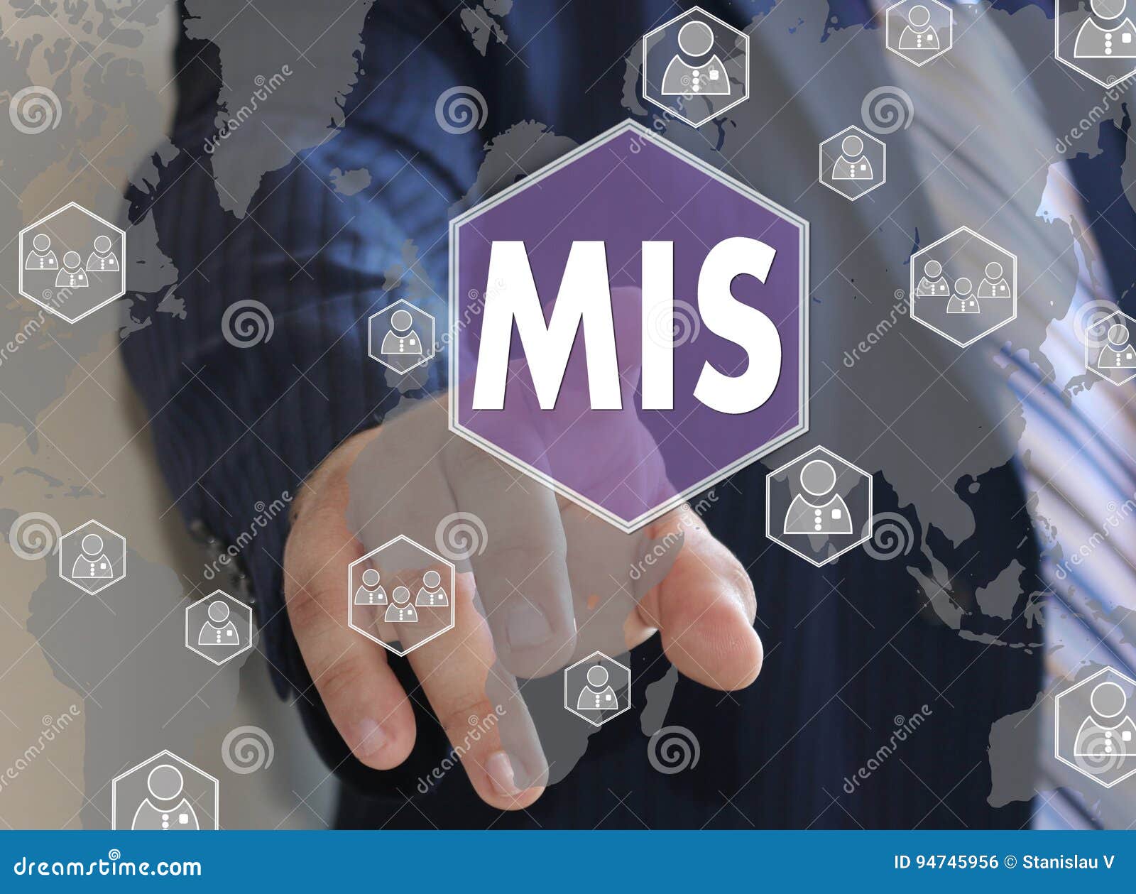 Businessman Pushes a Button MIS, Management Information System Stock ... Businessman Pushes a Button MIS, Management Information System Stock ...