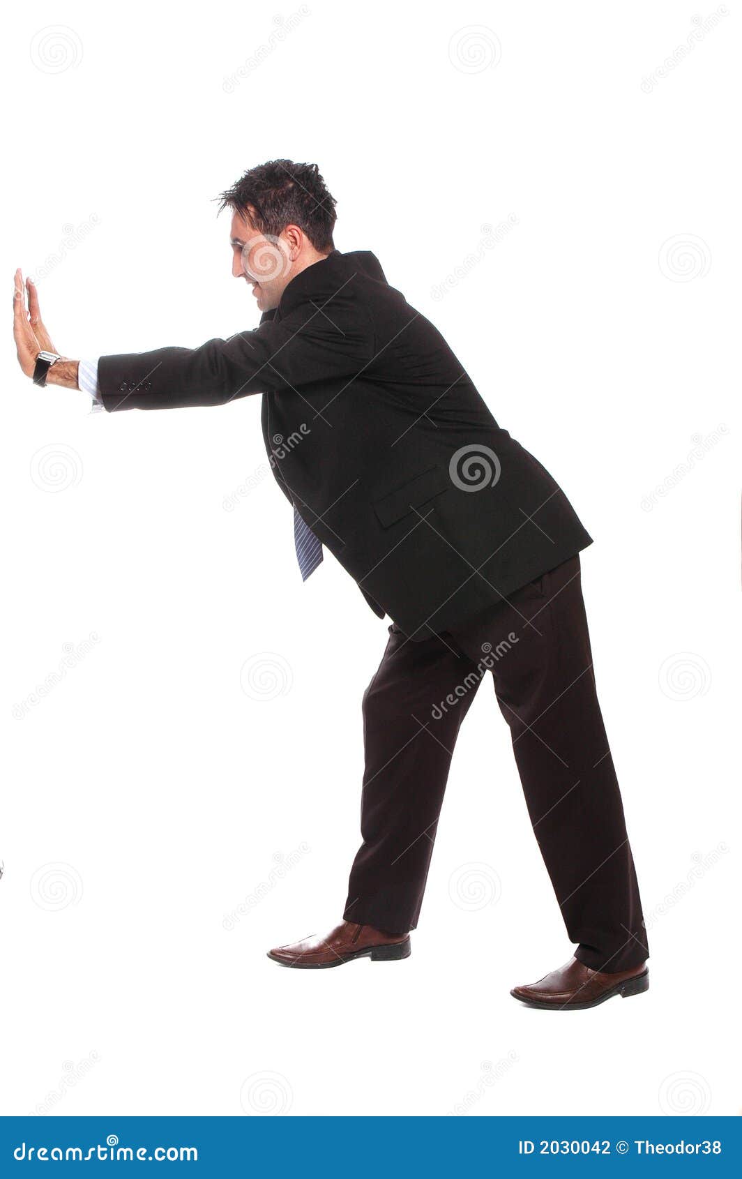 Businessman pushing stock photo. Image of executive, solution - 2030042