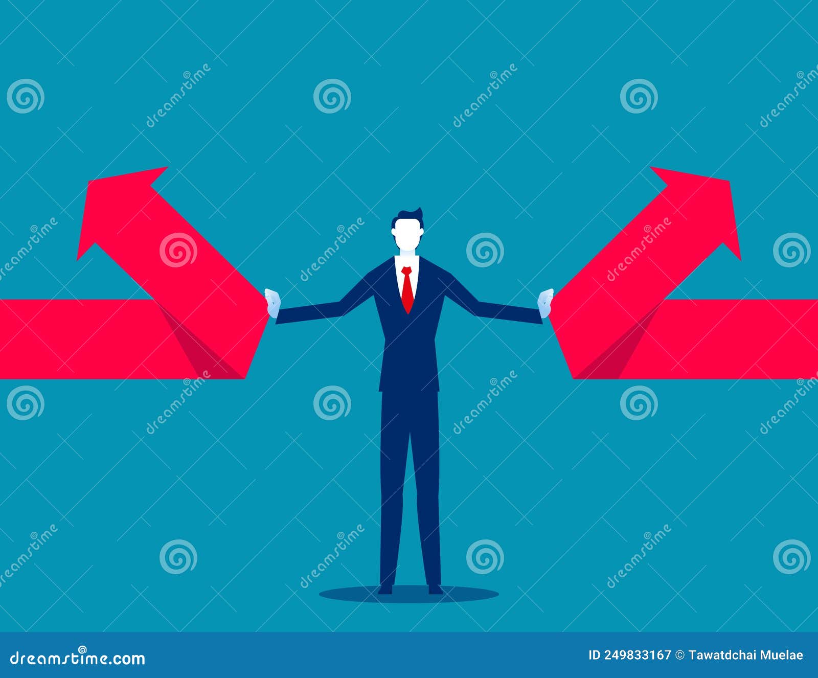 Businessman Pushing the Arrow and Changing the Direction. Business ...