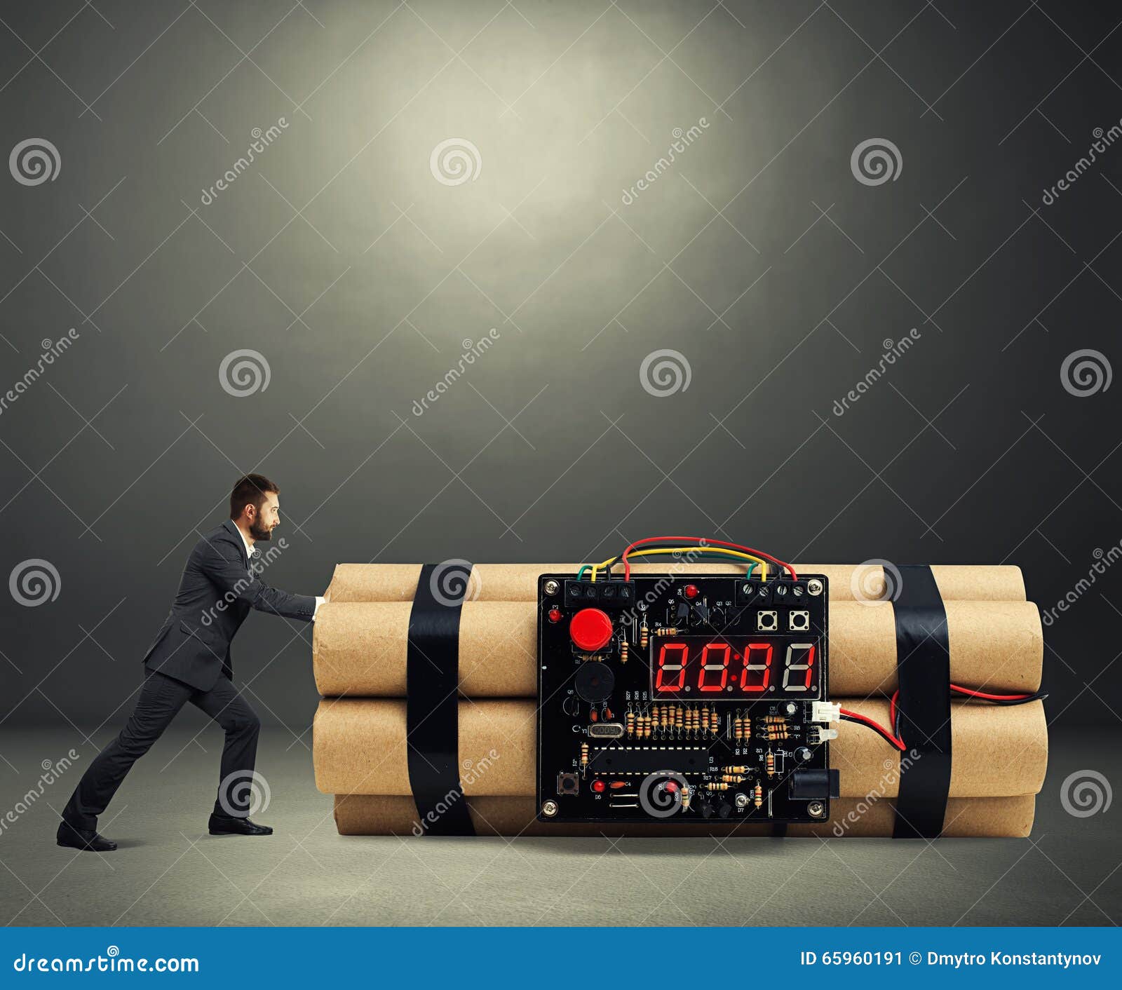Businessman Pushing Big Bomb With Timer Stock Image | CartoonDealer.com ...