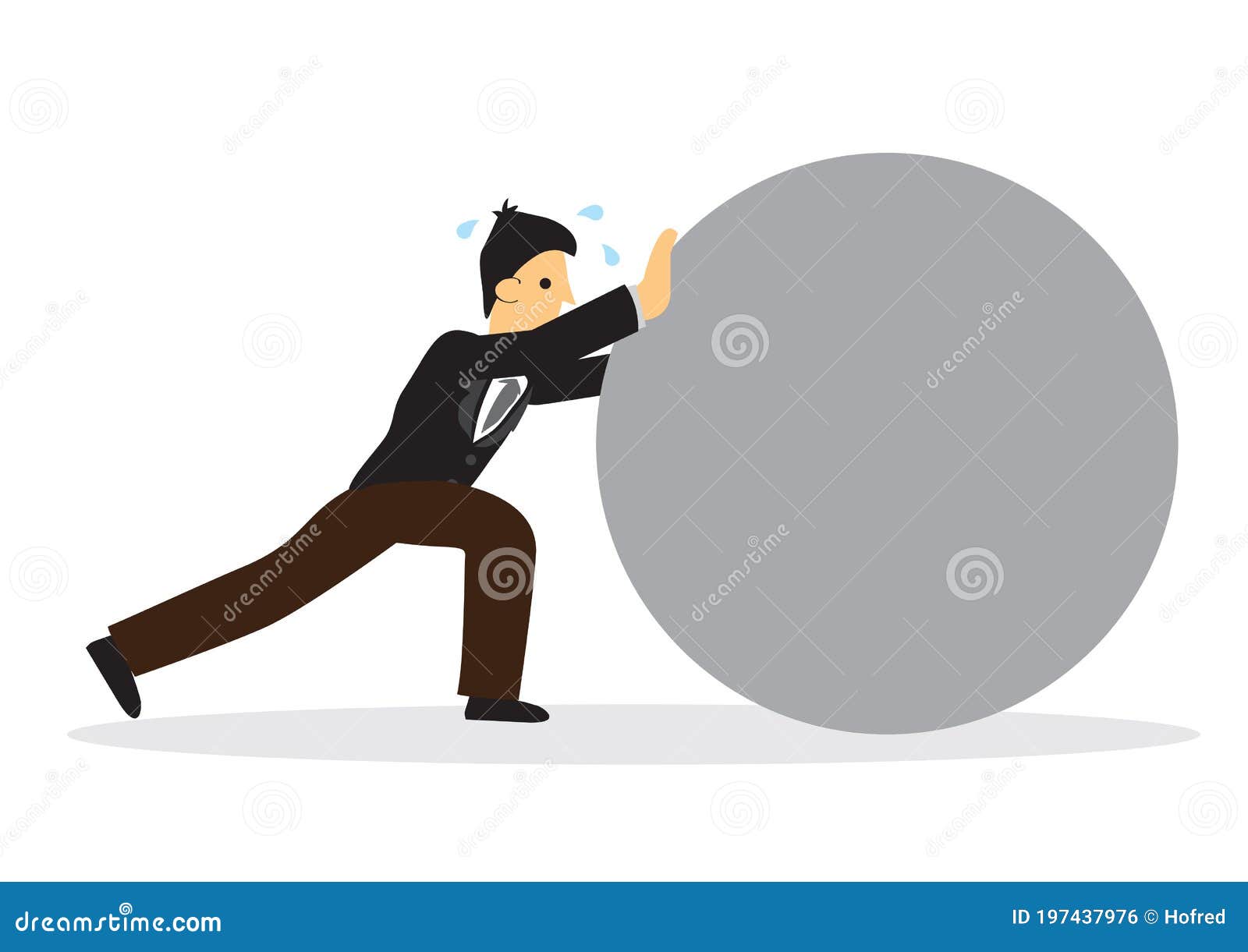 Businessman Pushing a Challenging Heavy Rock Stock Vector ...