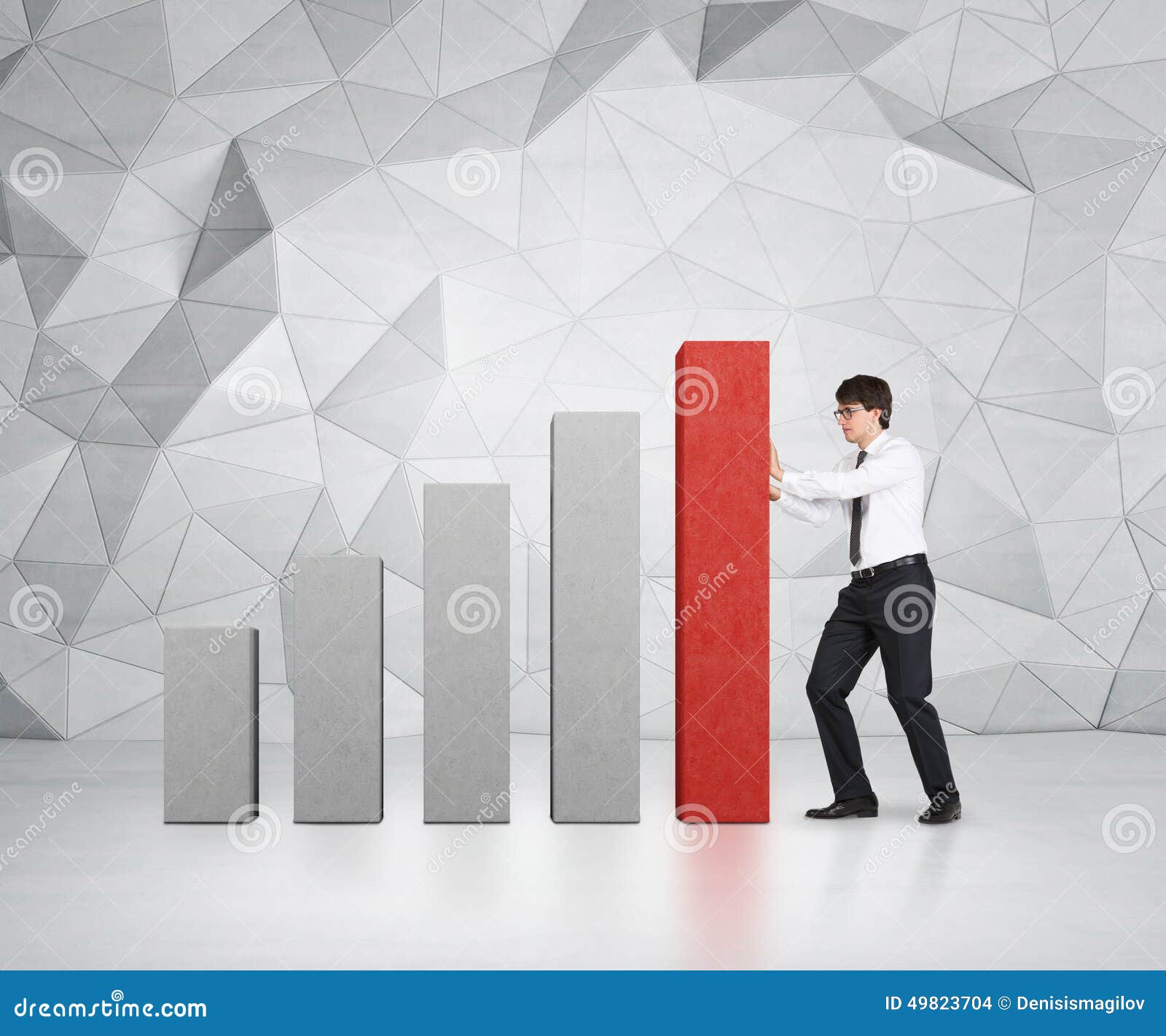 Businessman pushing chart stock photo. Image of research - 49823704