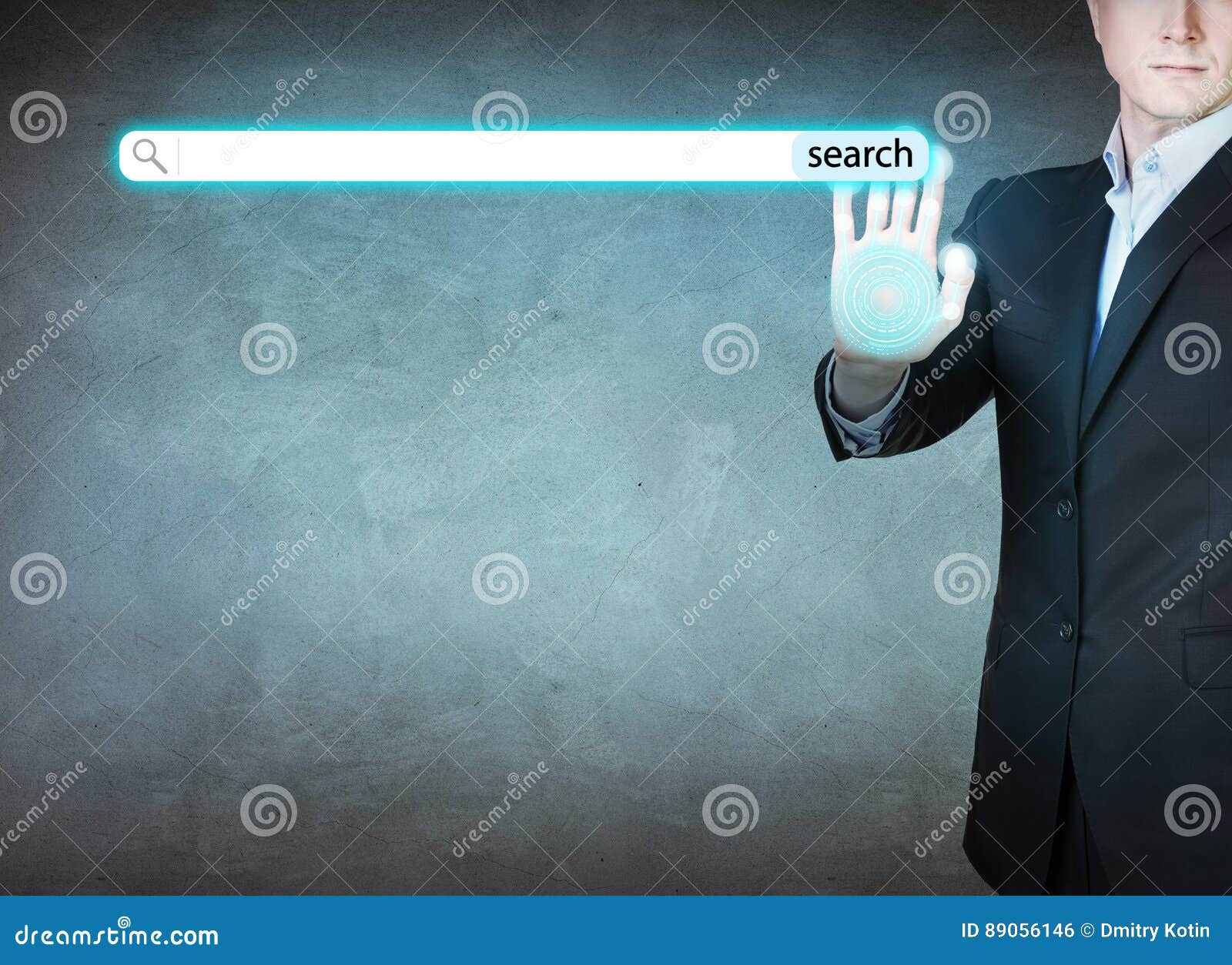 Businessman Pushing Digital Searching Button. Stock Photo - Image of ...