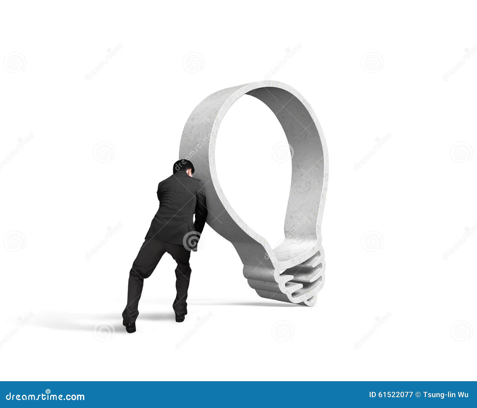 Businessman Pushing Granite Lightbulb Shape Stock Image - Image of ...