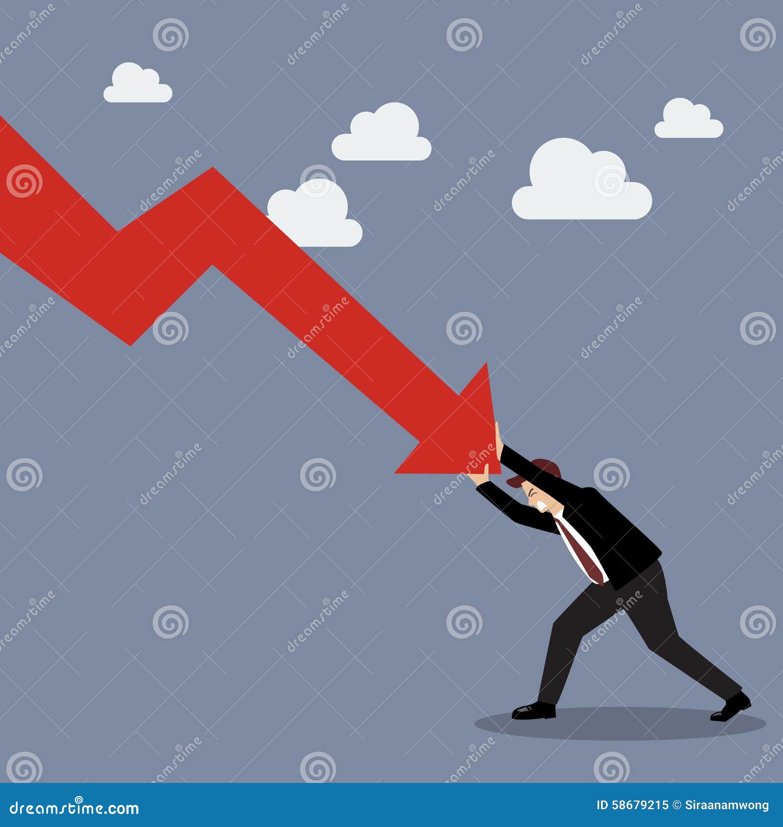 Falling Graph Warning Sign Setback Illustration Royalty-Free Cartoon ...