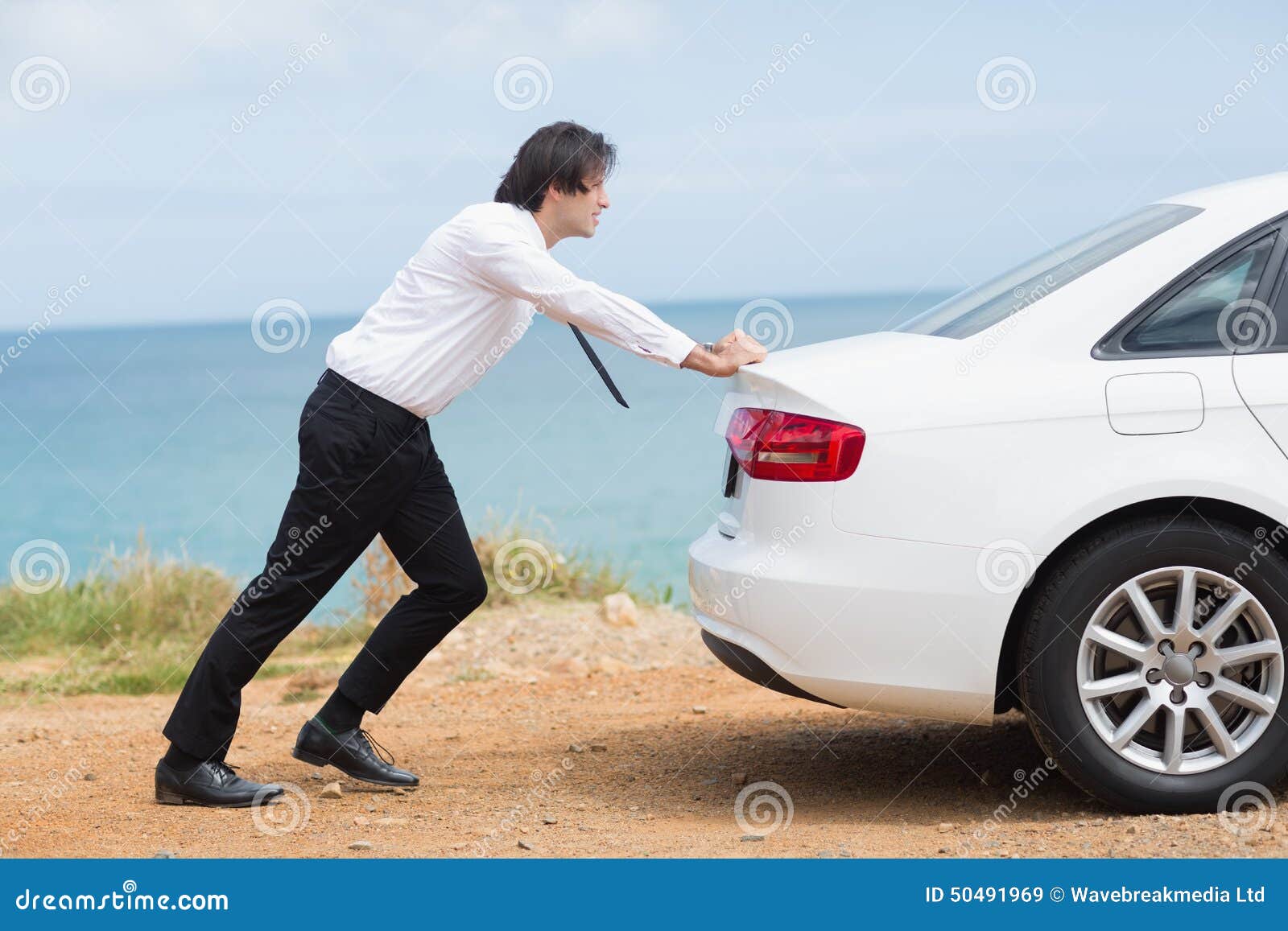 Businessman Pushing His Car Stock Image - Image of smart, elegant: 50491969