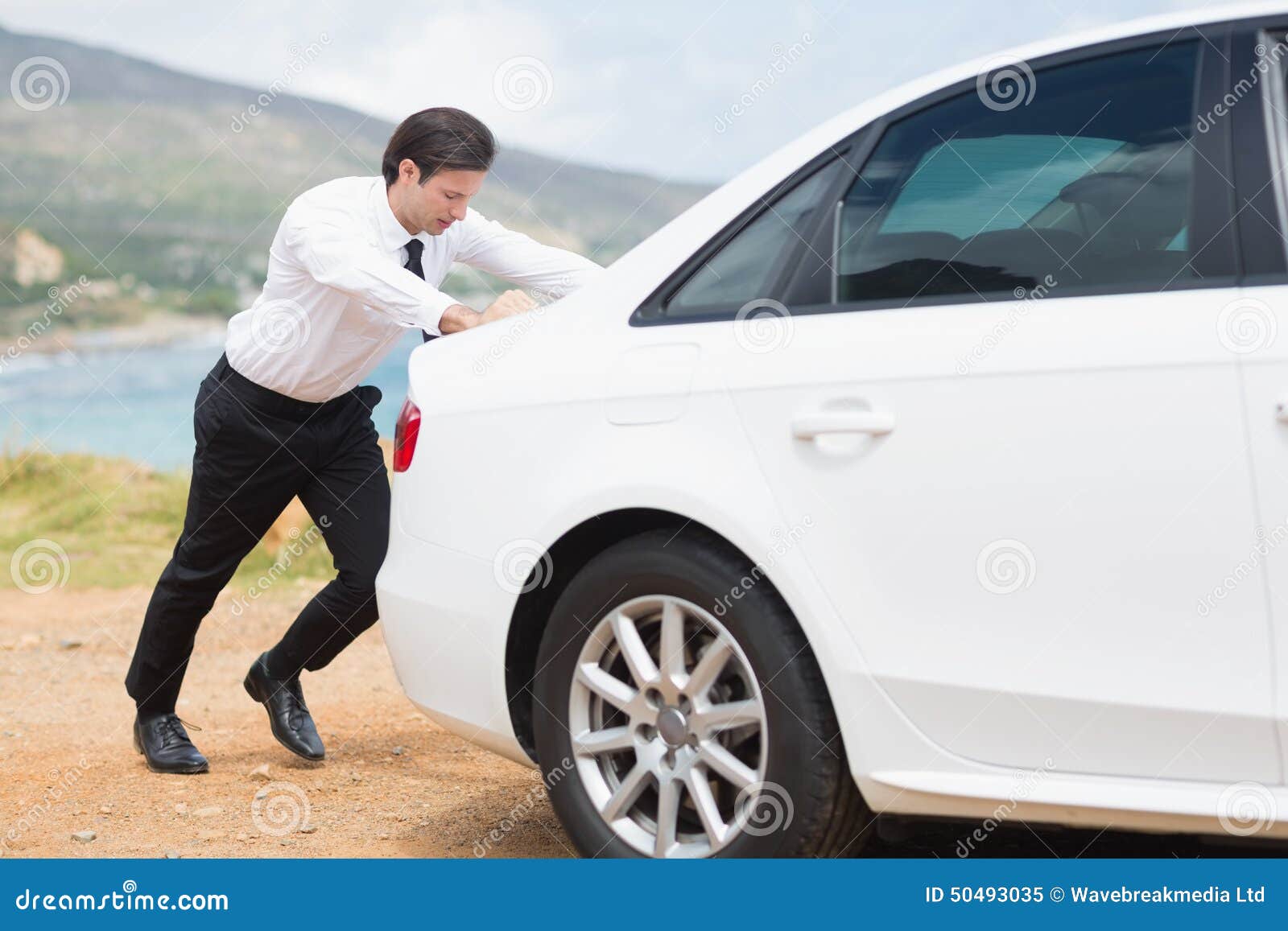 Businessman Pushing His Car Stock Image - Image of businessman ... Businessman Pushing His Car Stock Image - Image of businessman ...