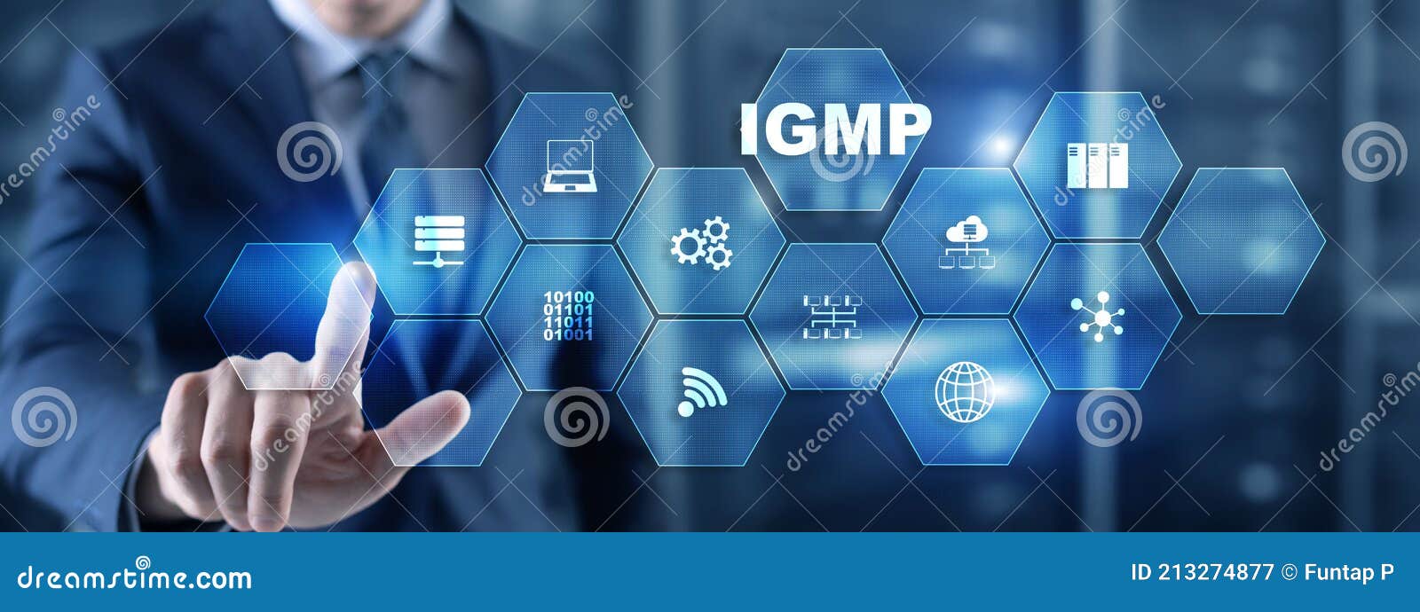 Businessman is Pushing His Finger on Internet Group Management Protocol ...