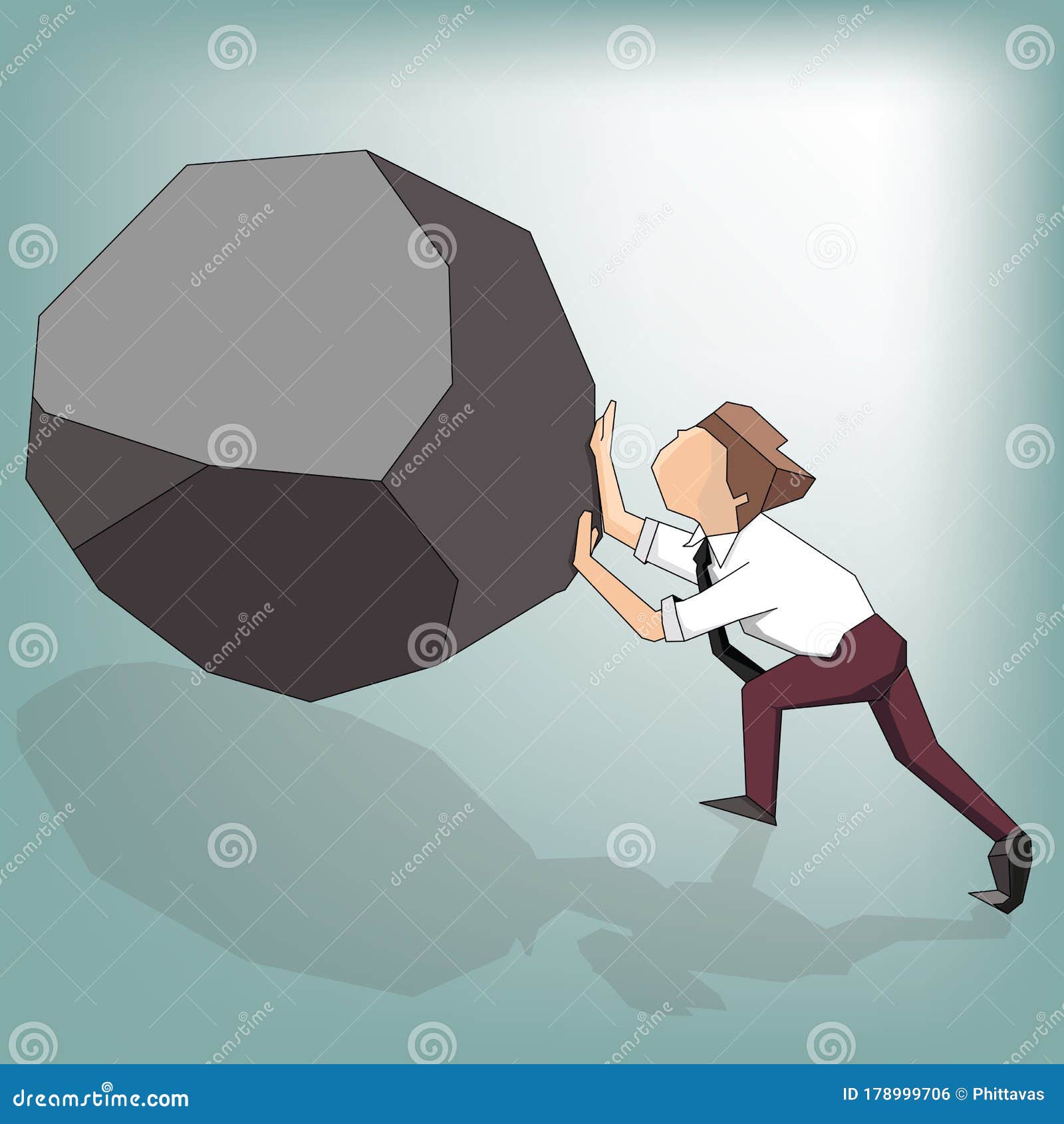 Businessman Pushing Large Stone Uphill Stock Illustration ... Businessman Pushing Large Stone Uphill Stock Illustration ...