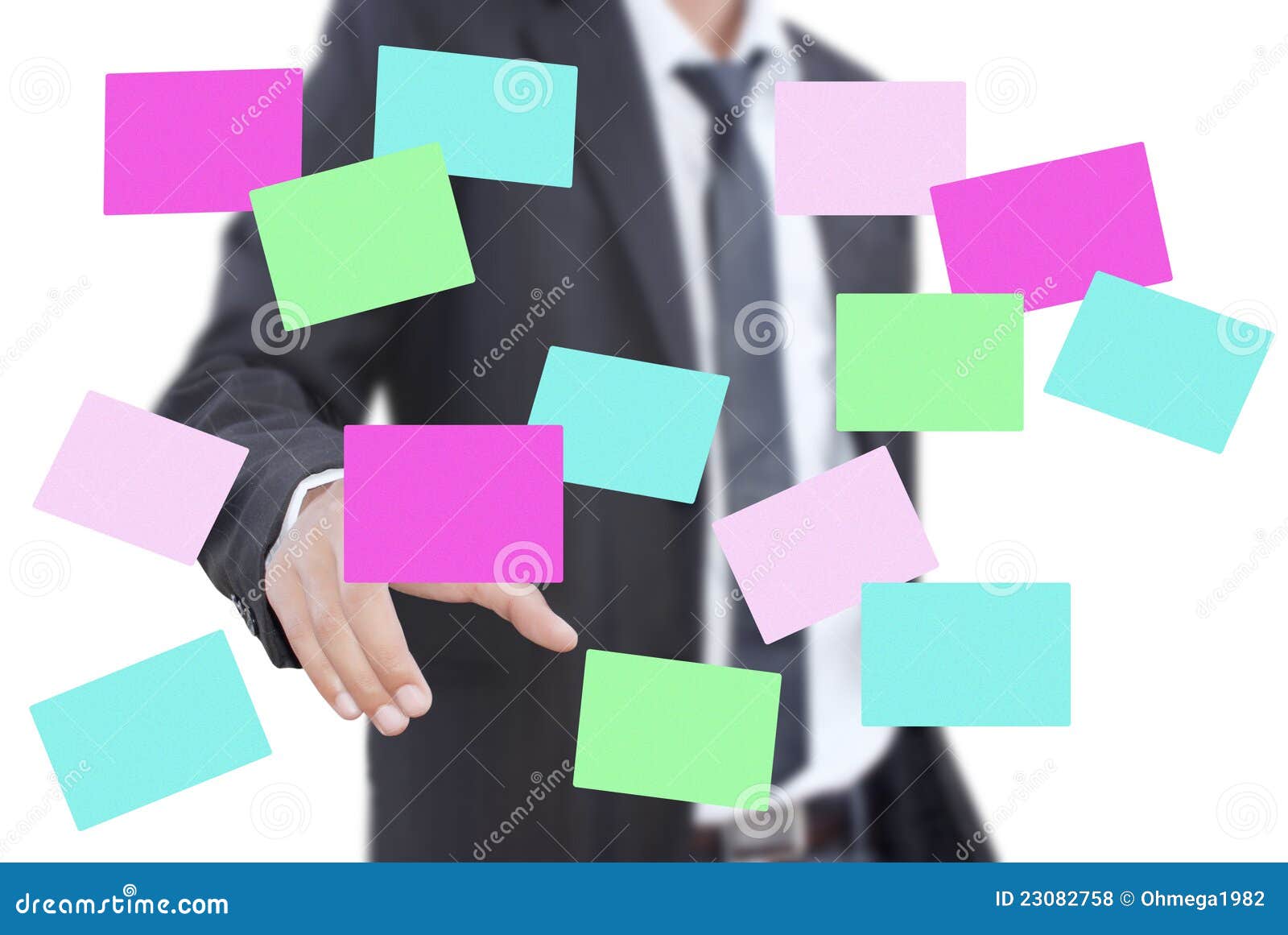 Businessman Pushing Paper Note on the Whiteboard. Stock Photo - Image ...