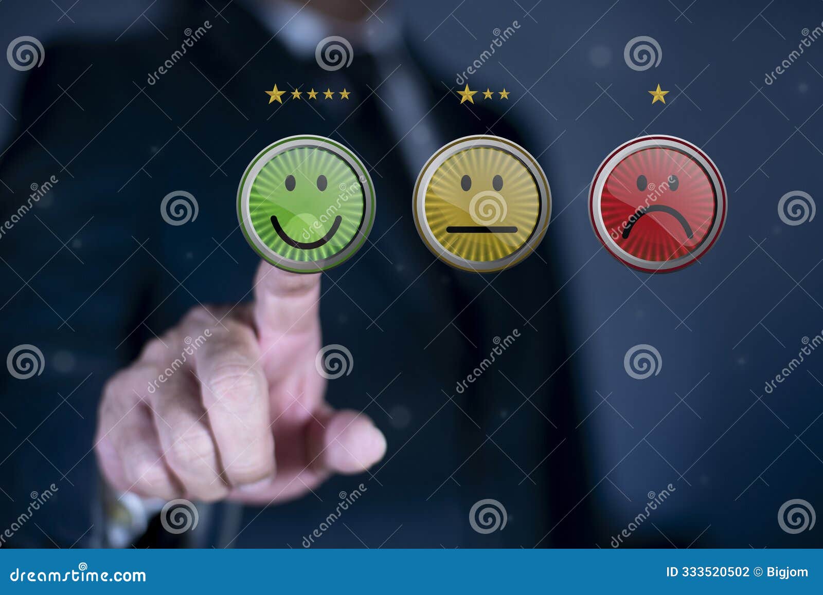 Businessman Pushing Smile Button for the Best Evaluation , Customer ...