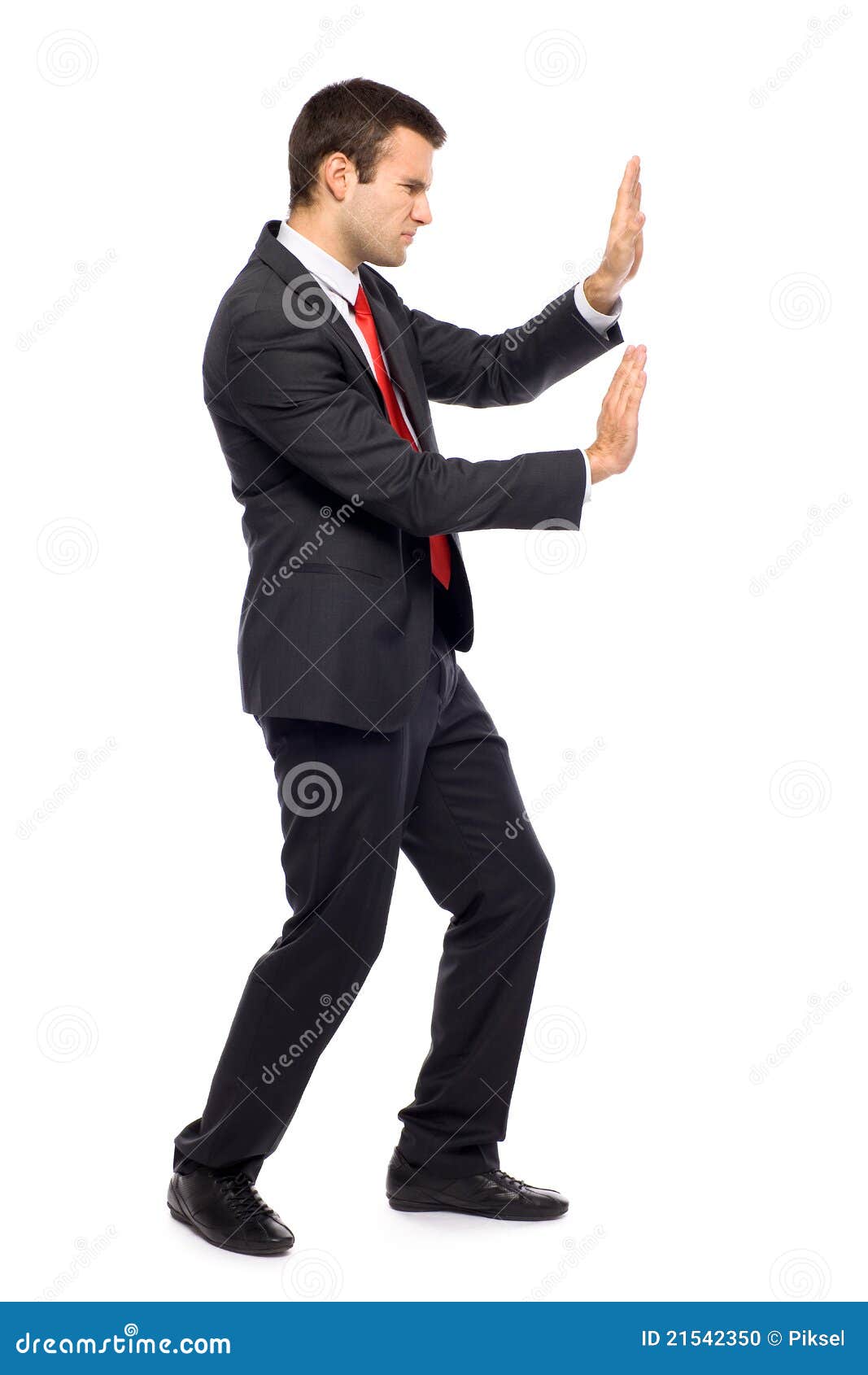 Businessman Pushing Something Stock Photo - Image of young, struggle ...