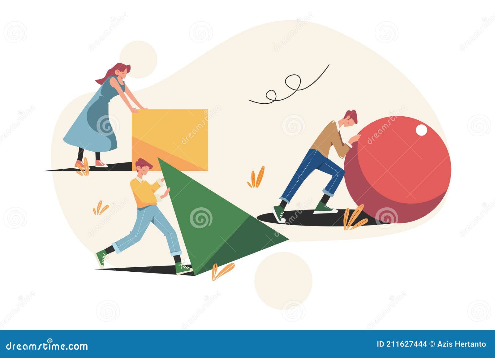 Businessman Pushing Sphere Leading the Race Stock Vector - Illustration ...