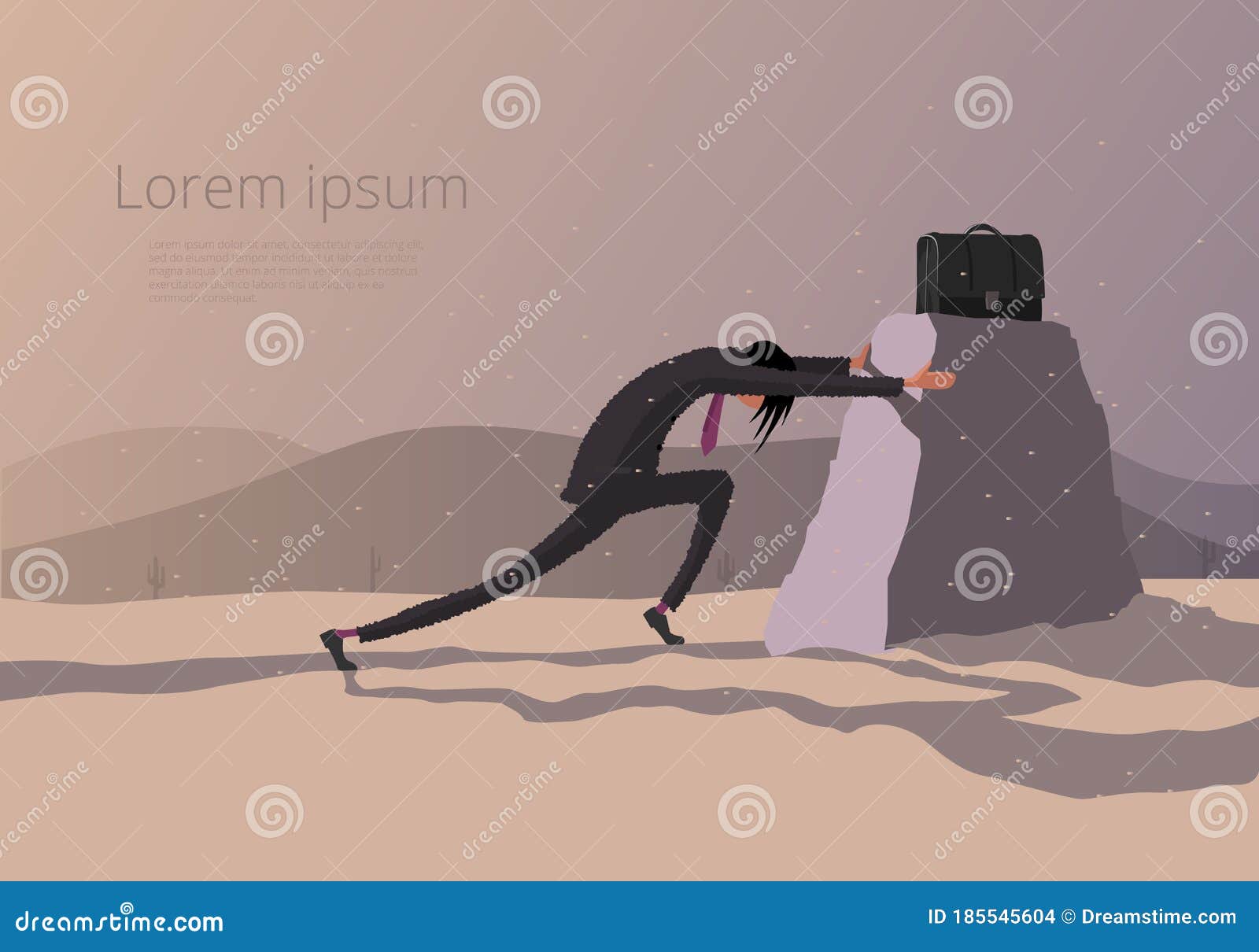 Businessman Pushing a Stone with Briefcase Stock Vector - Illustration ...