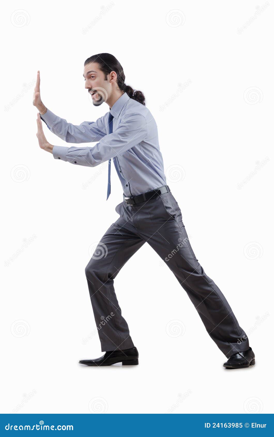 Businessman Pushing Virtual Obstacles Stock Image - Image of obstacle ...