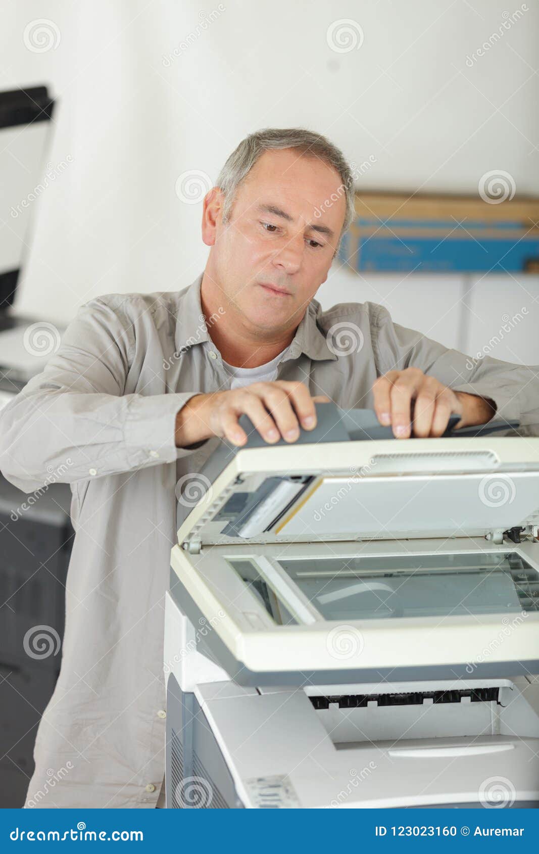 Businessman Put Printed Documents from Office Printer Stock Photo ...