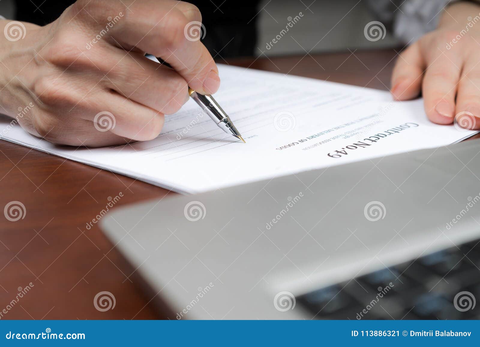 A Businessman Puts His Signature on the Contract. Copy Space. Stock ...