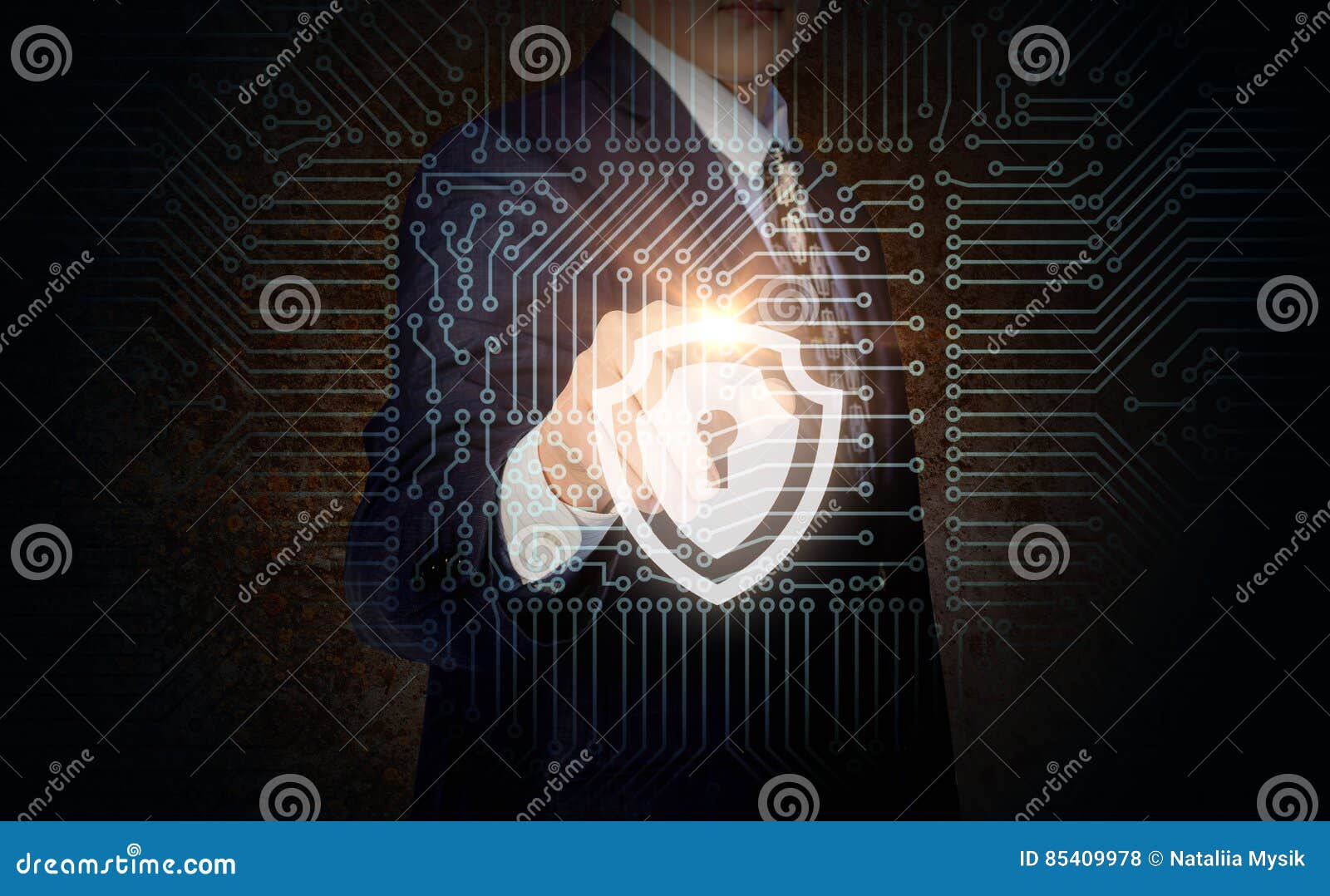 Businessman Puts Protection Computer Stock Illustrations – 3 ...