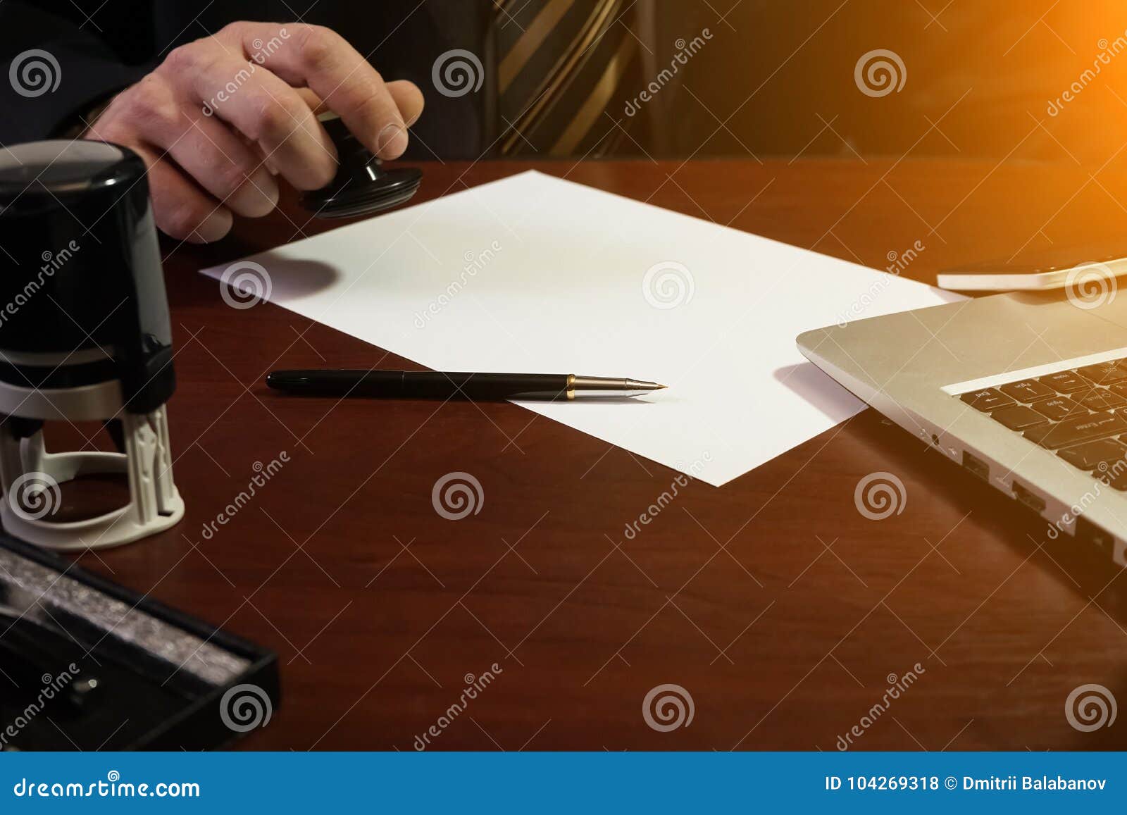 The Businessman Puts a Stamp on the Contract Stock Photo - Image of ...