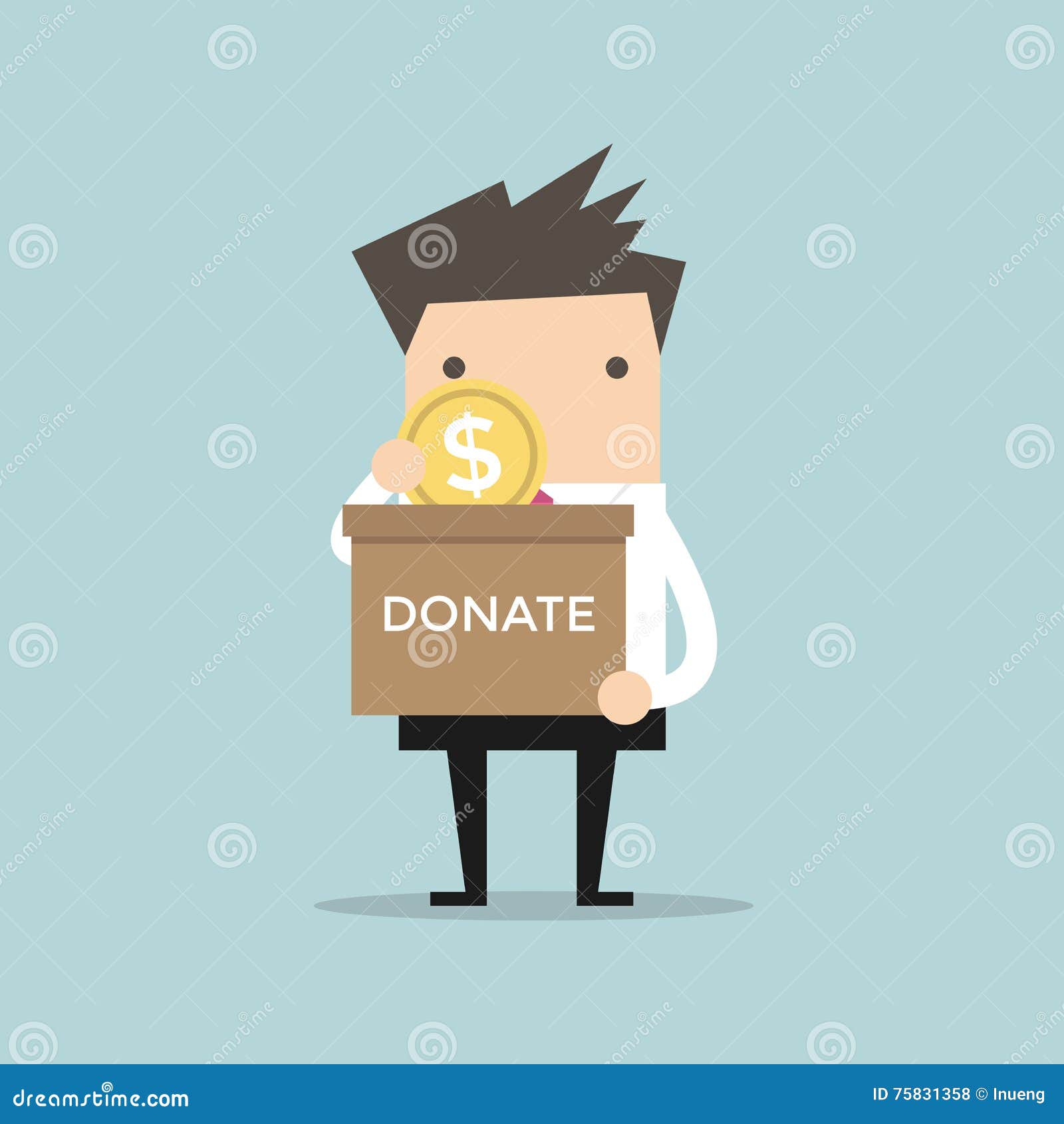 Businessman Putting Coin in the Donation Box. Stock Vector ...