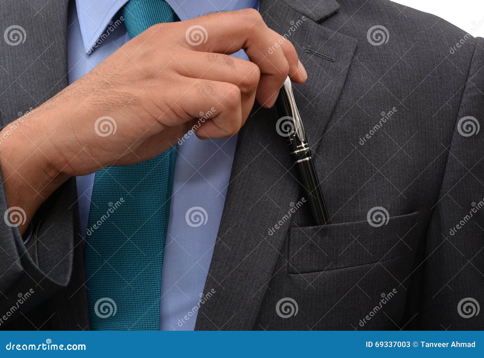 Businessman Putting Pen in His Suit Pocket Stock Image - Image of ...
