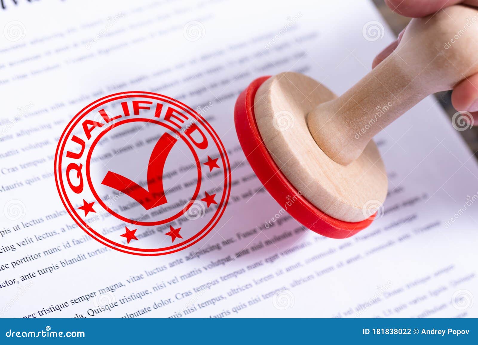 Businessman Putting Qualified Stamp on Document Stock Photo - Image of ...