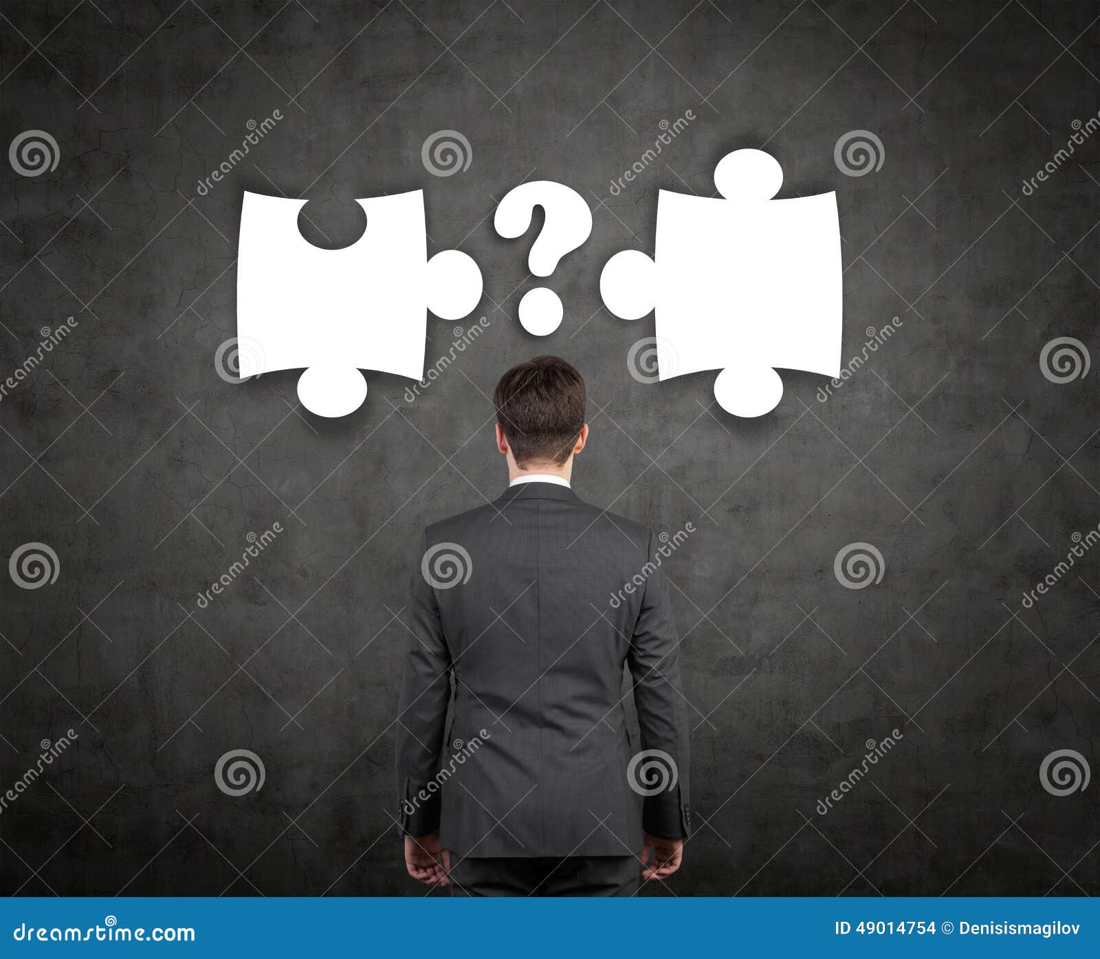 Businessman with puzzle stock photo. Image of office - 49014754