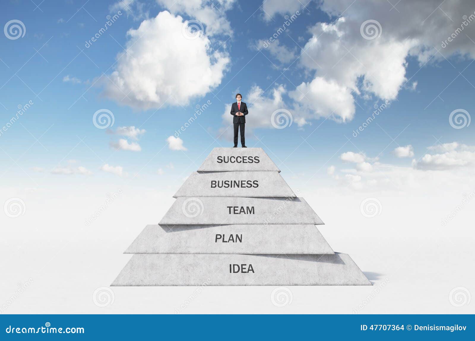Businessman on pyramid stock photo. Image of innovation - 47707364