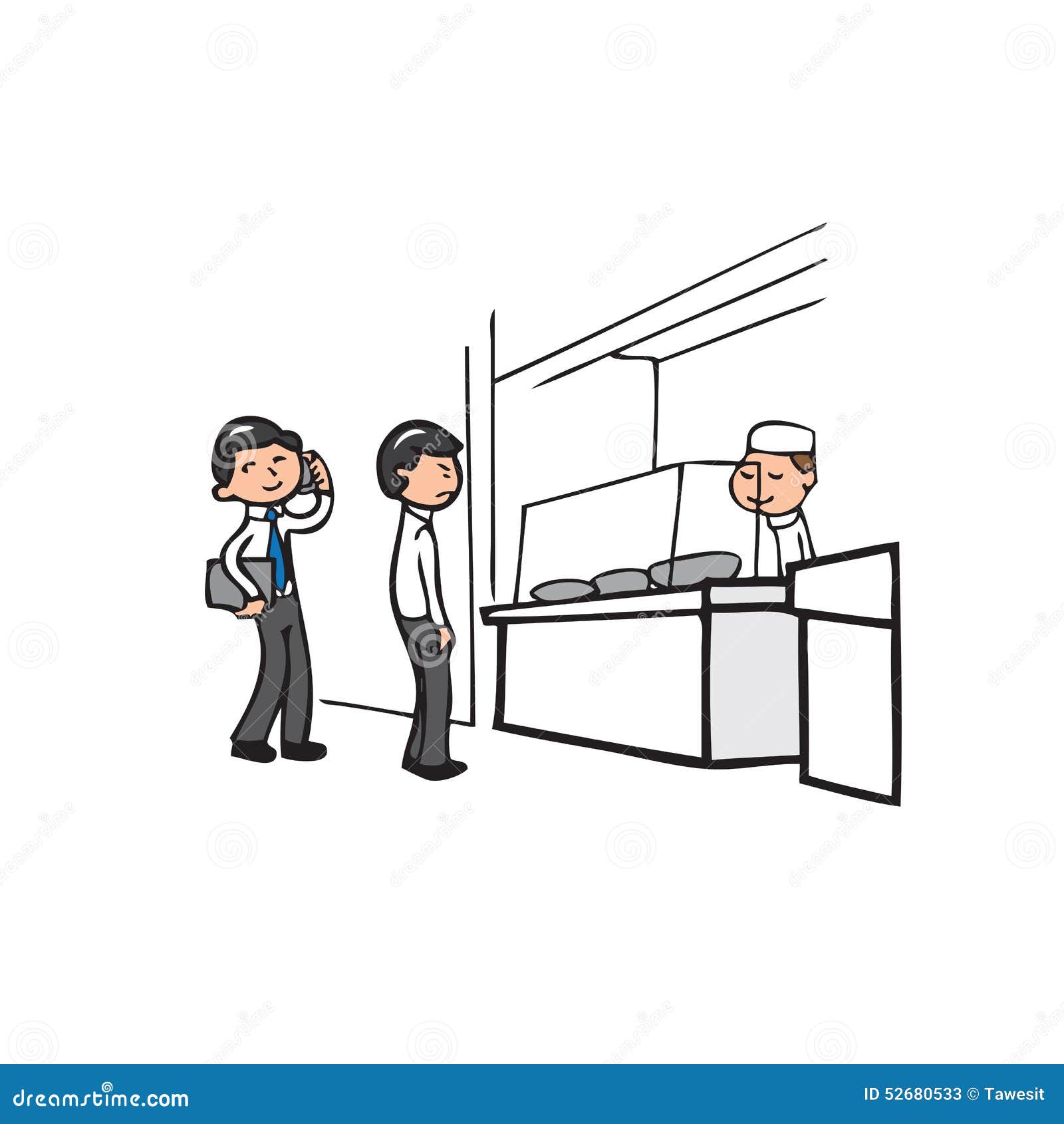 Businessman on Que in Cafeteria Stock Vector - Illustration of people ...
