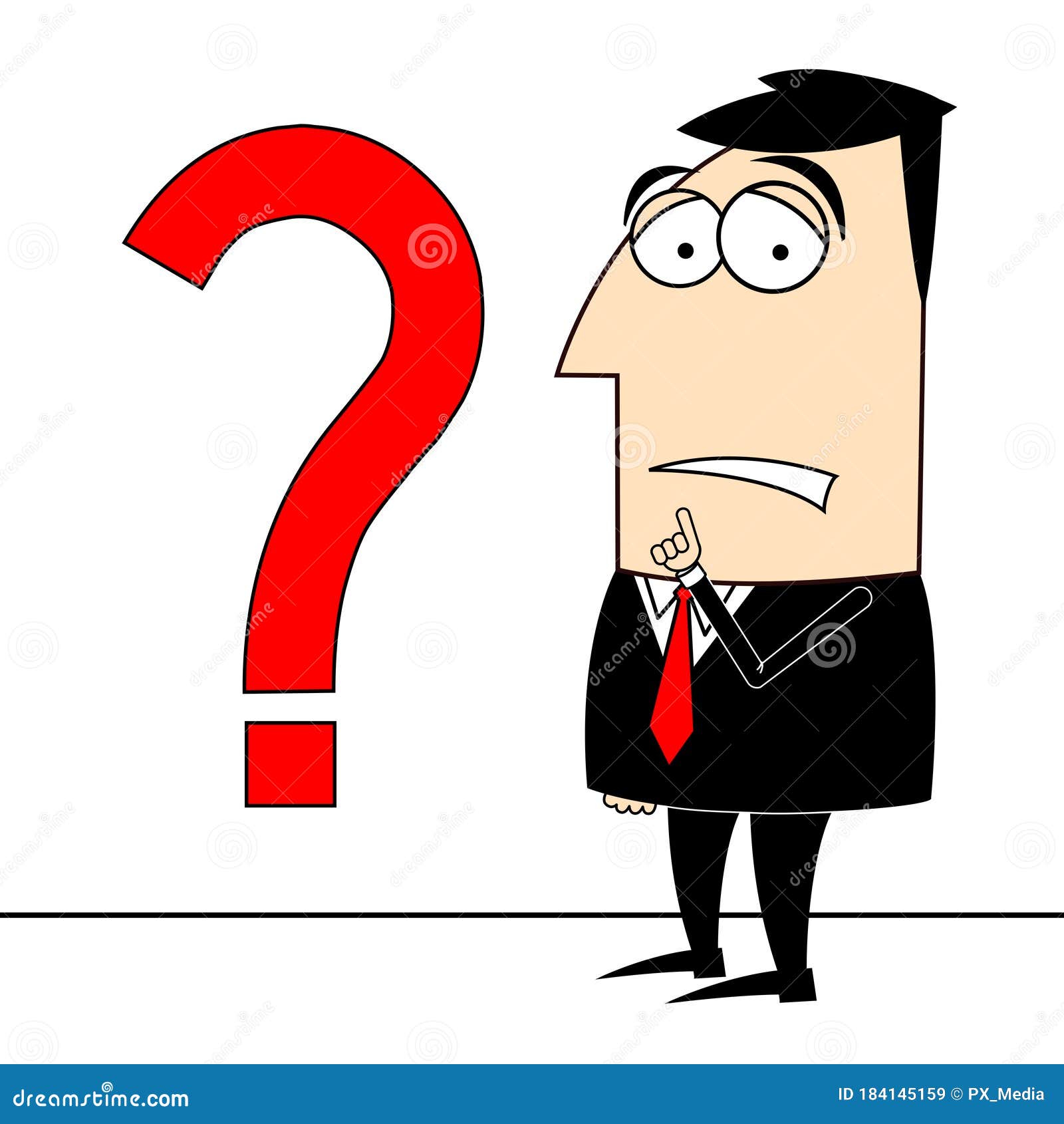 Cartoon Businessman, Question Mark - Problem Concept Stock Illustration ...