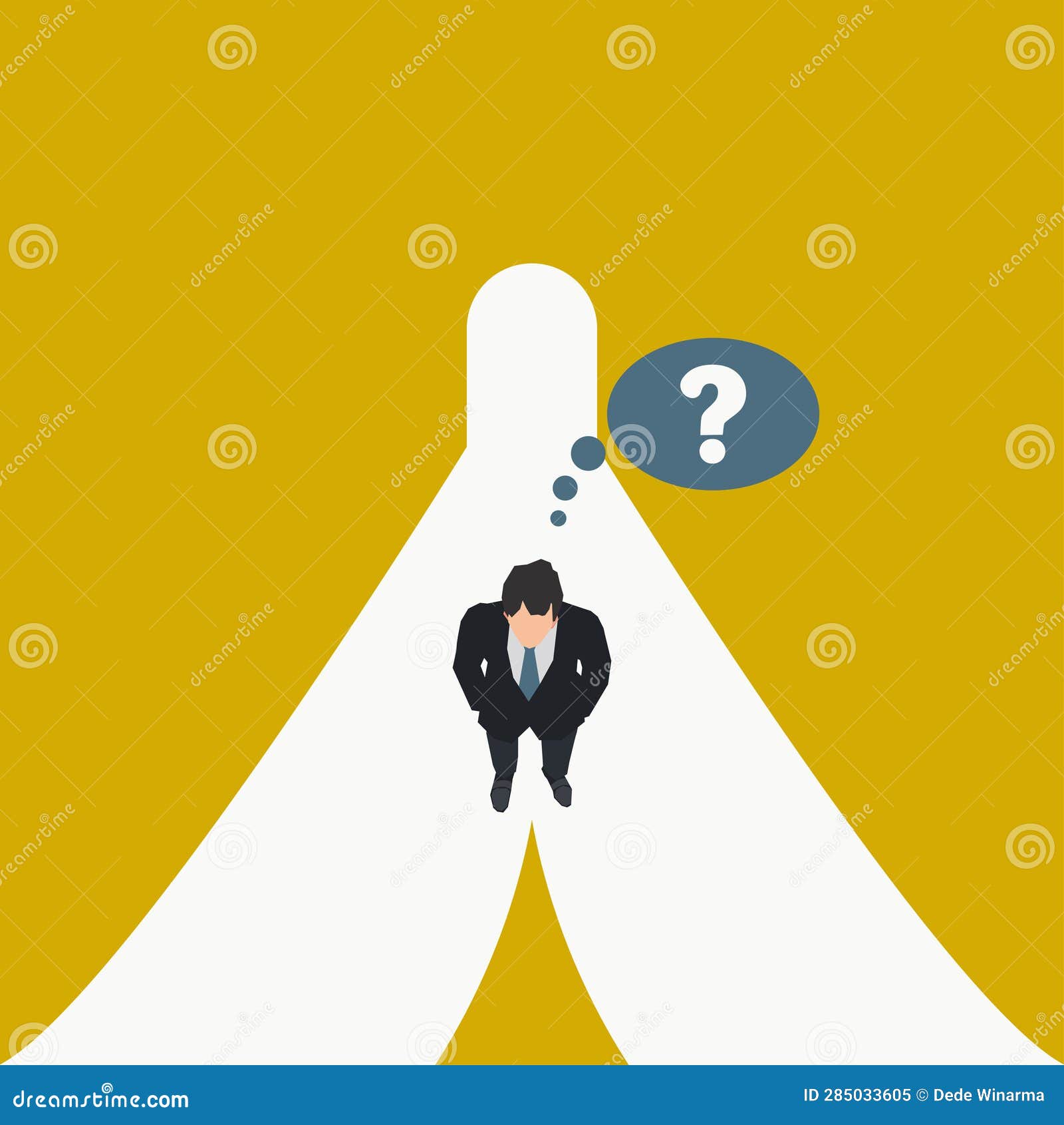 Businessman with Question Mark at the Crossroads Must Choose a Path ...