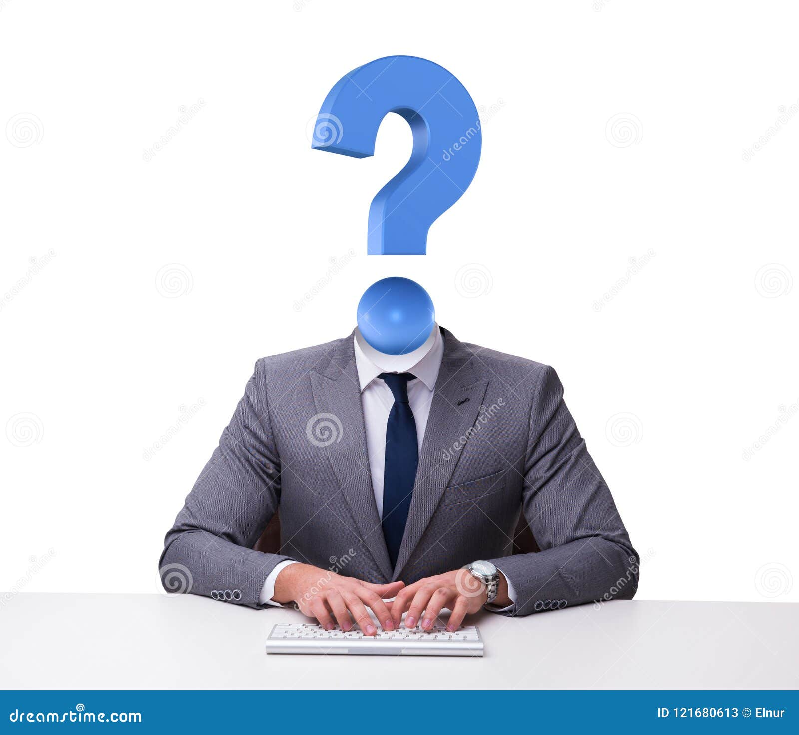 The Businessman with Question Mark instead of Head Stock Image - Image ...