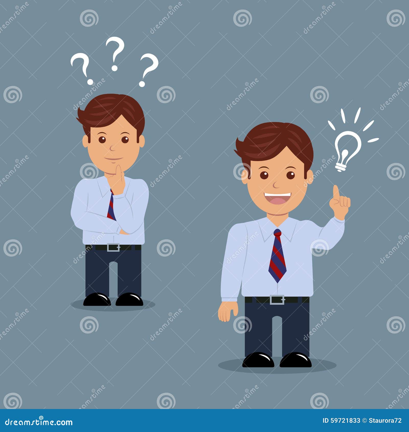 Businessman with a Question Mark and a Light Bulb Over His Head. Stock ...