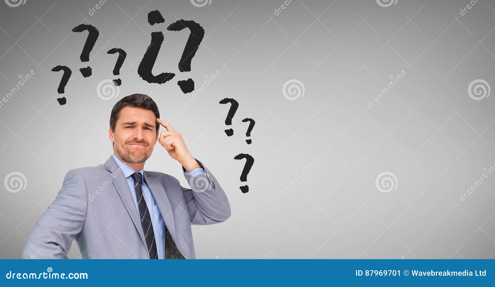 Businessman with Question Mark Surrounding His Head Stock Image - Image ...