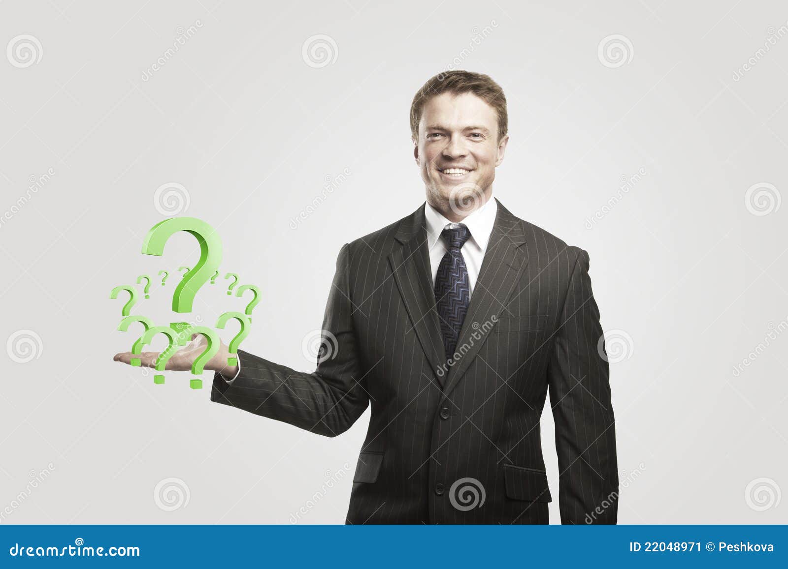 Businessman with a Question Marks on His Hand Stock Image - Image of ...