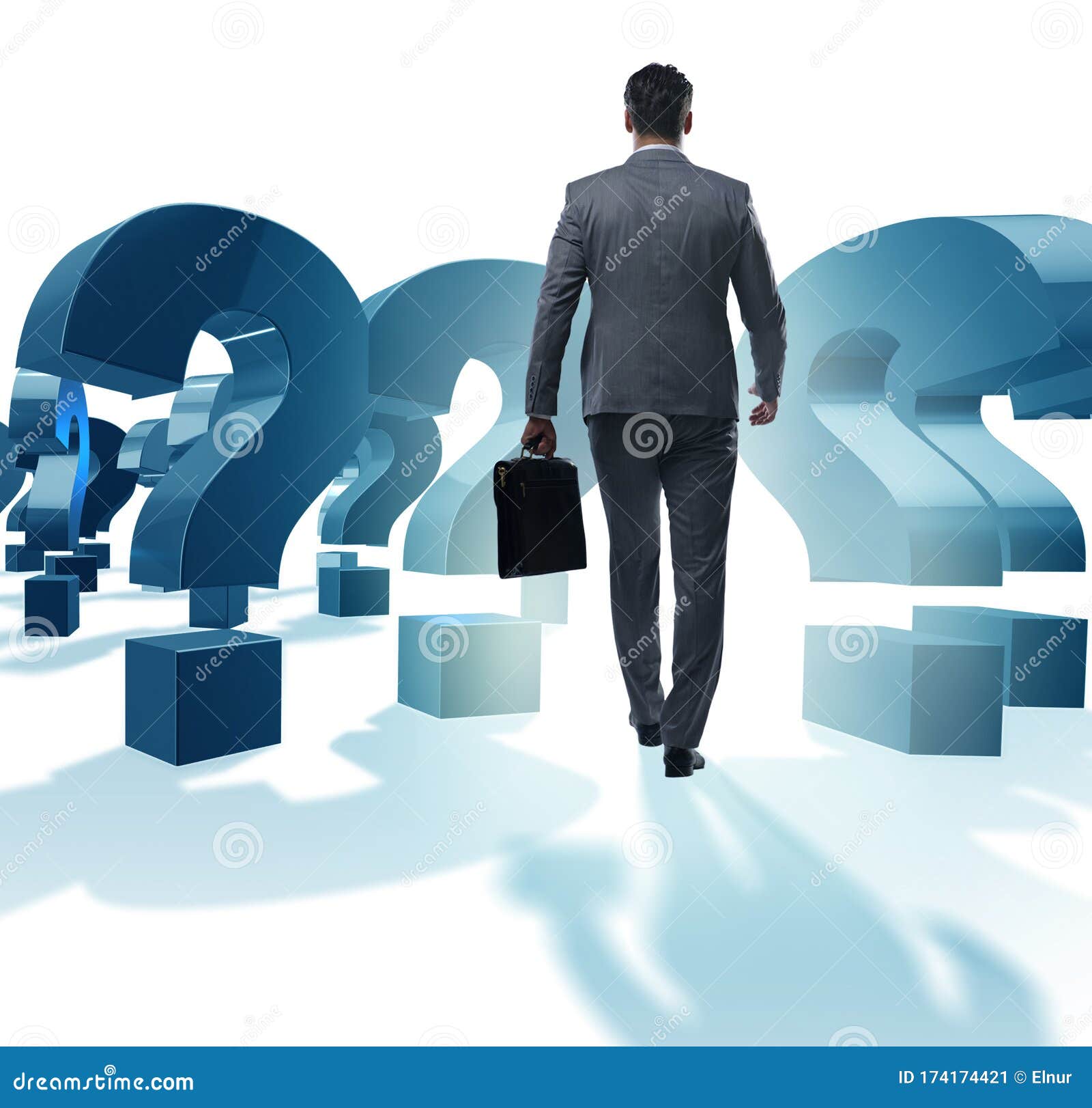 Businessman with Question Marks Isolated on White Stock Image - Image ...